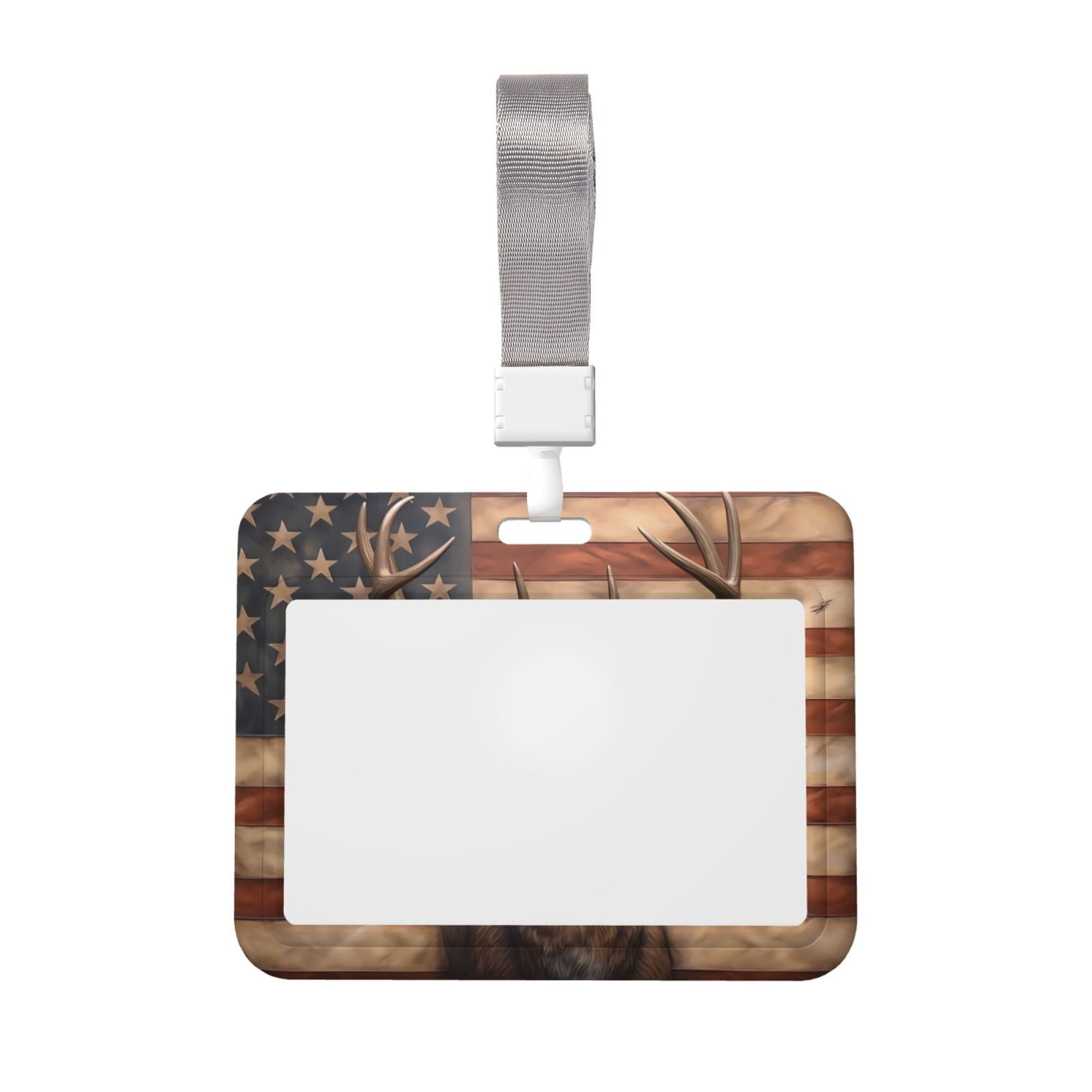 Cauagu Deer American Flag Wall for ID Badge Holder,Badge Holder with ...