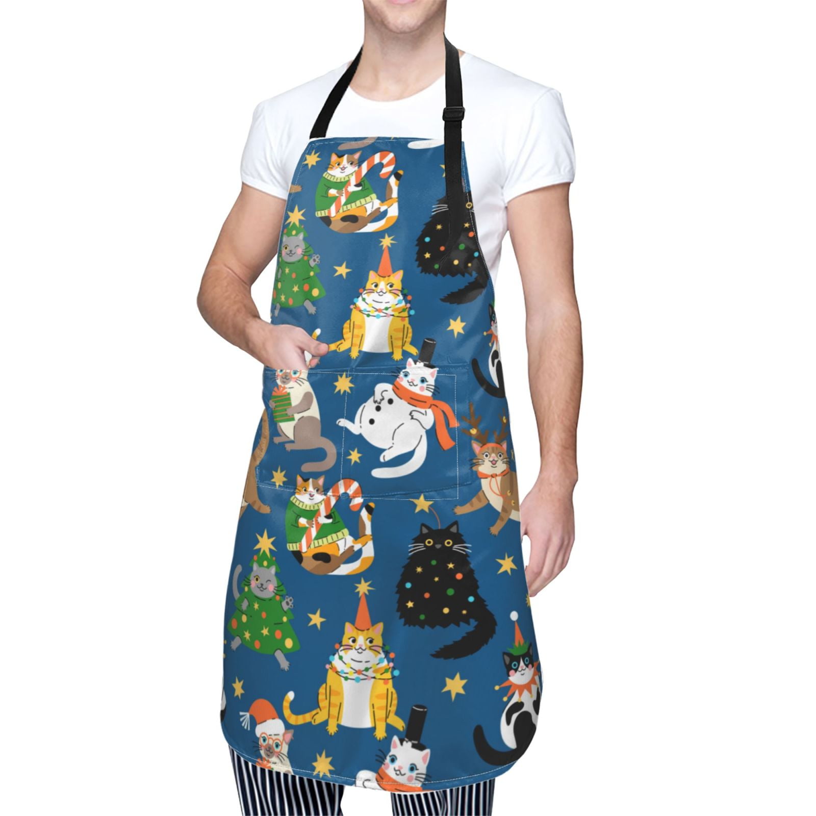 Cauagu Different Cats Christmas Aprons with Pockets,Waterproof Apron ...
