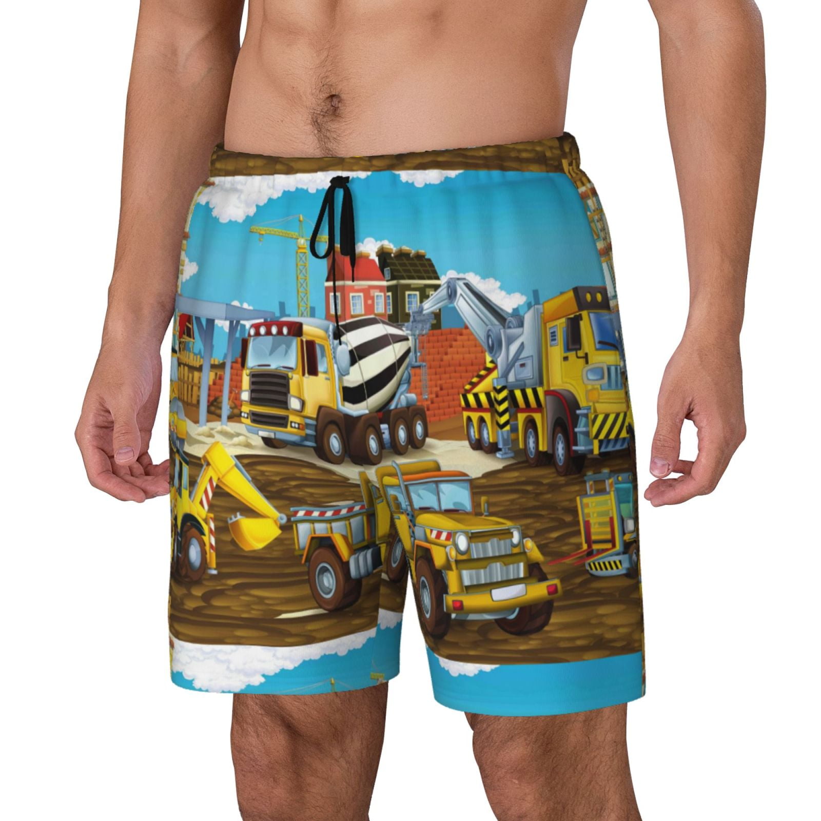 Cauagu Different Construction Site Vehicles Print Mens Swim Trunks ...
