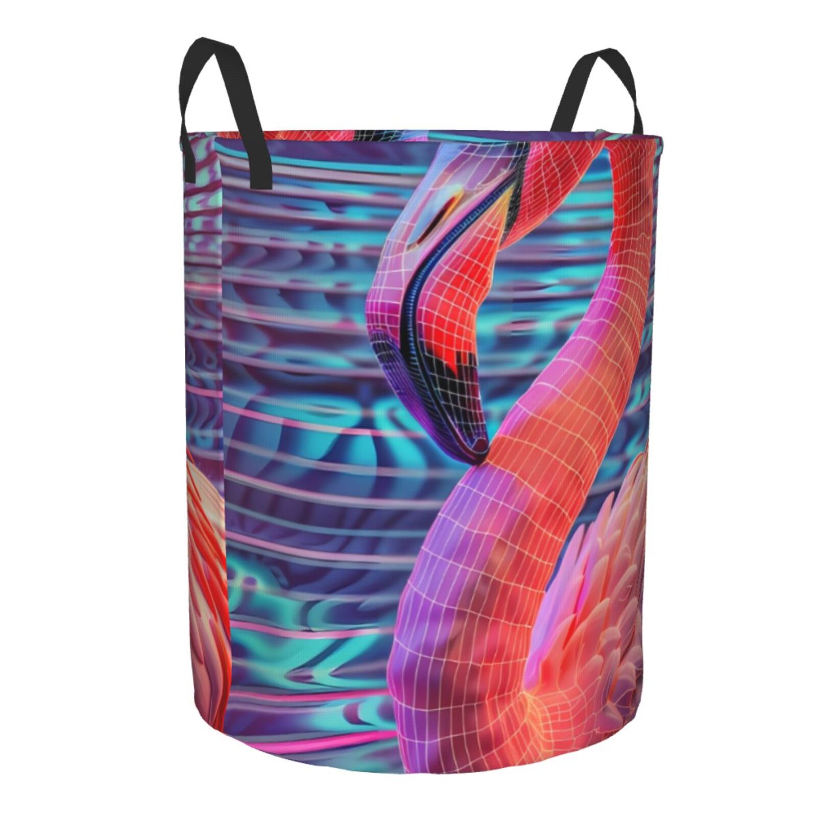 Cauagu Digital Flamingo Vibrant Art for Laundry Basket,Collapsible ...