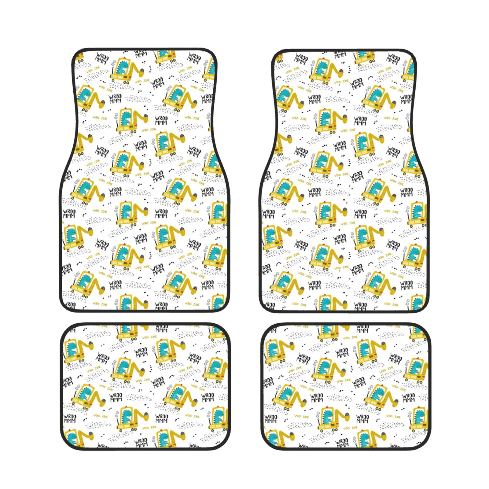 Cauagu Dinosaur on Excavator Pattern Car Floor Mat Set of 4,Car Carpet ...