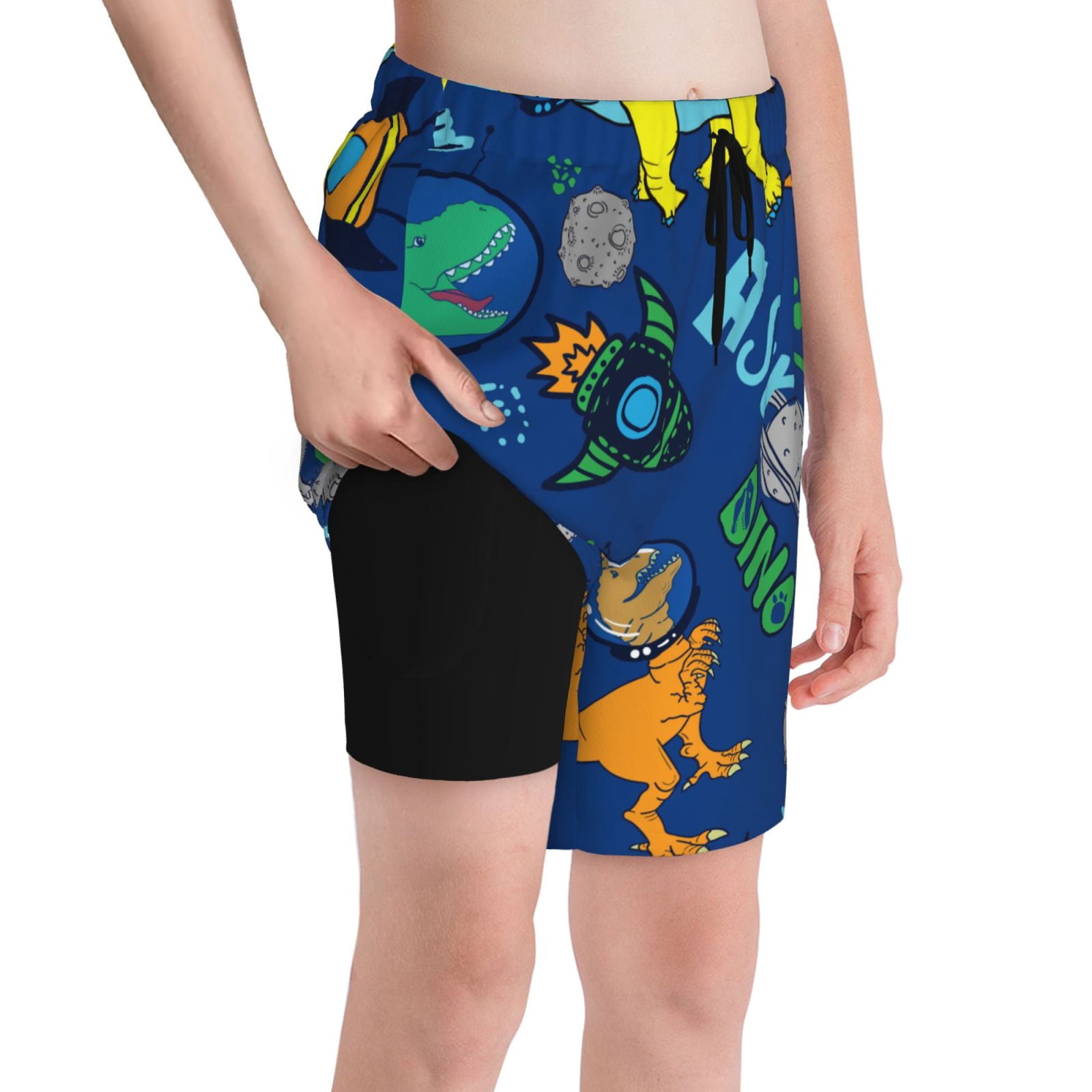 Cauagu Dinosaur In Space Print Swim Trunks for Men,Youth Boys Swim ...