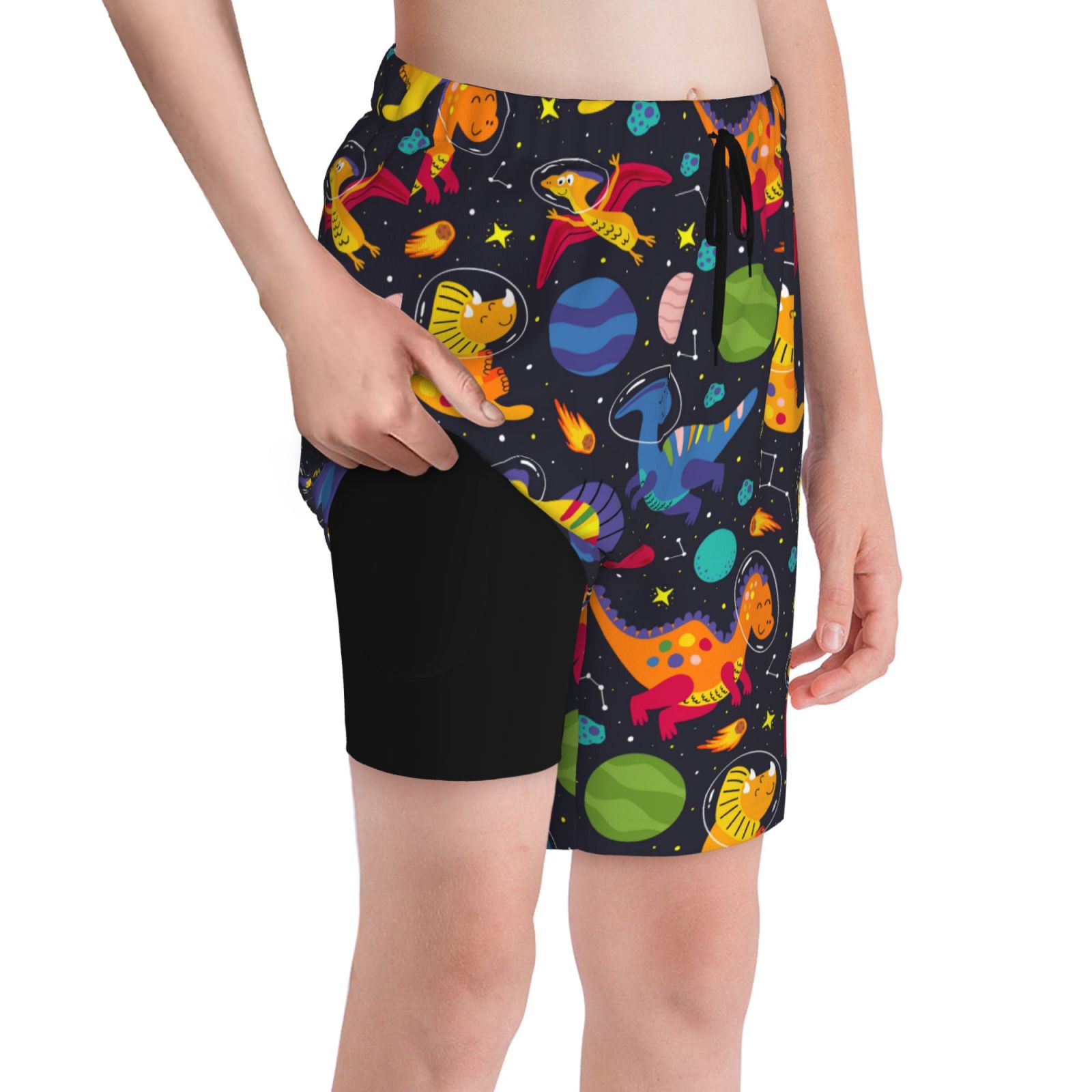 Cauagu Dinosaurs in Space Print Swim Trunks for Men,Youth Boys Swim ...