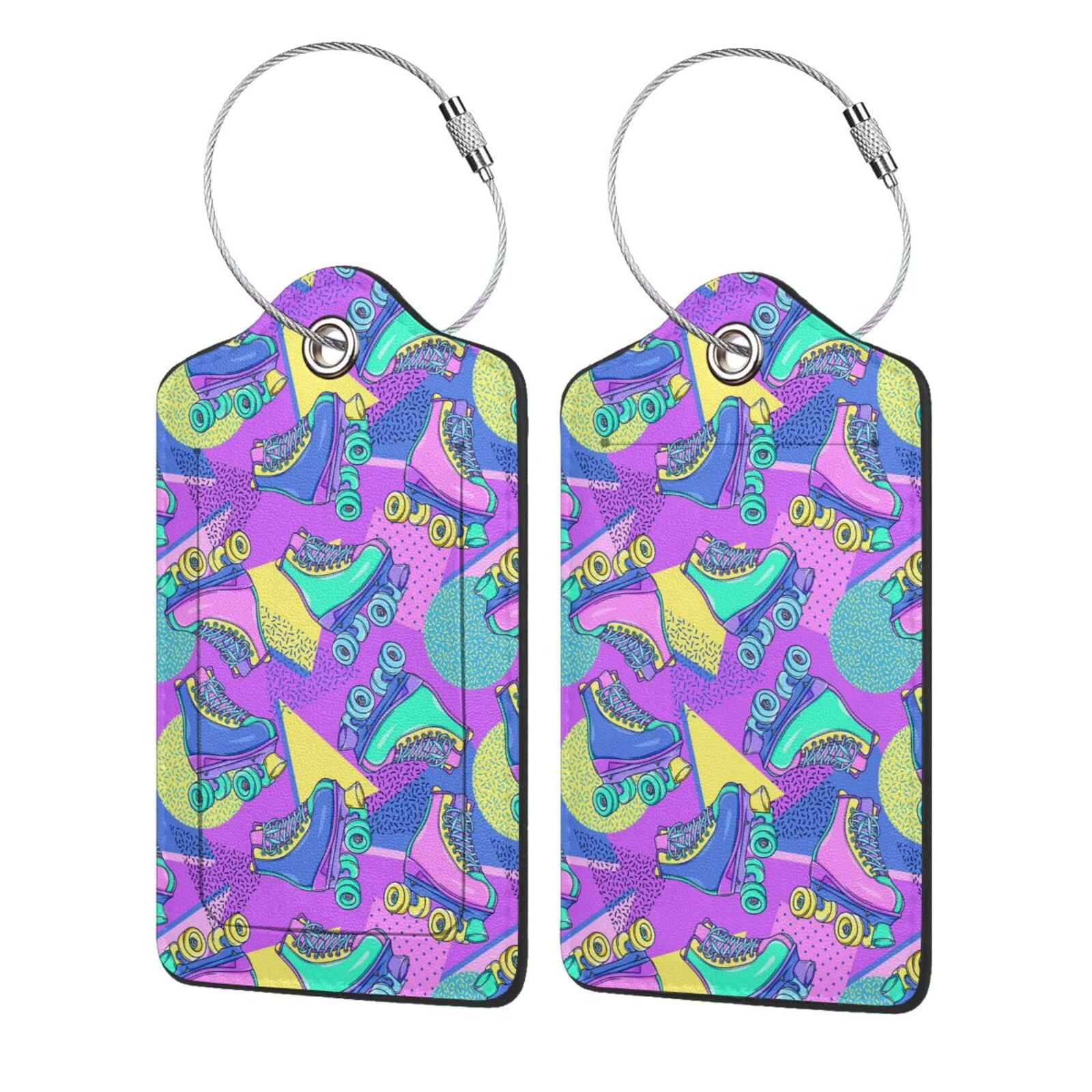 Cauagu Disco Roller Skates Pattern Luggage Tags,Leather Luggage Tags ...