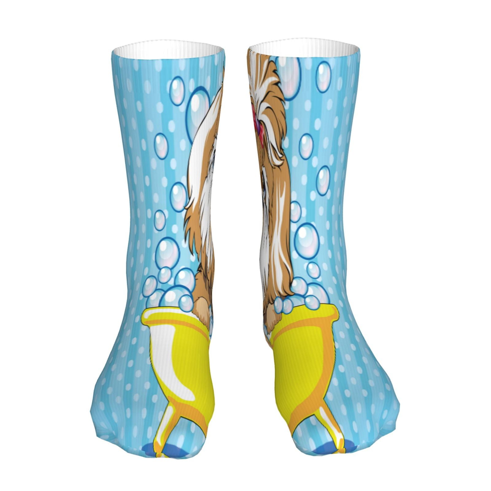 Cauagu Dog Takes a Bath in the Bathtub Pattern Fun Novelty Crew Socks ...