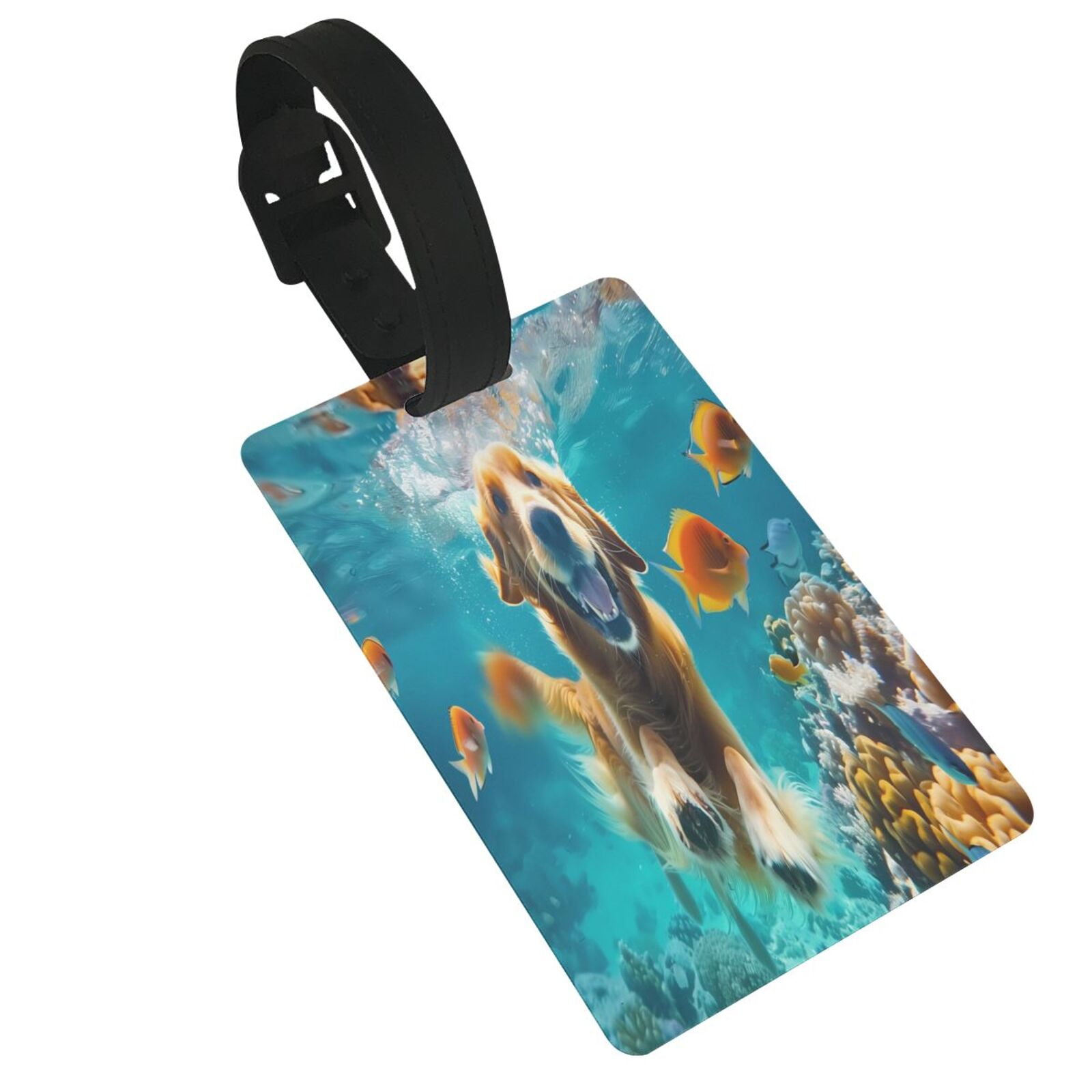 Cauagu Dog Underwater Adventure Print PVC Luggage Tag, Suitcase Label ...