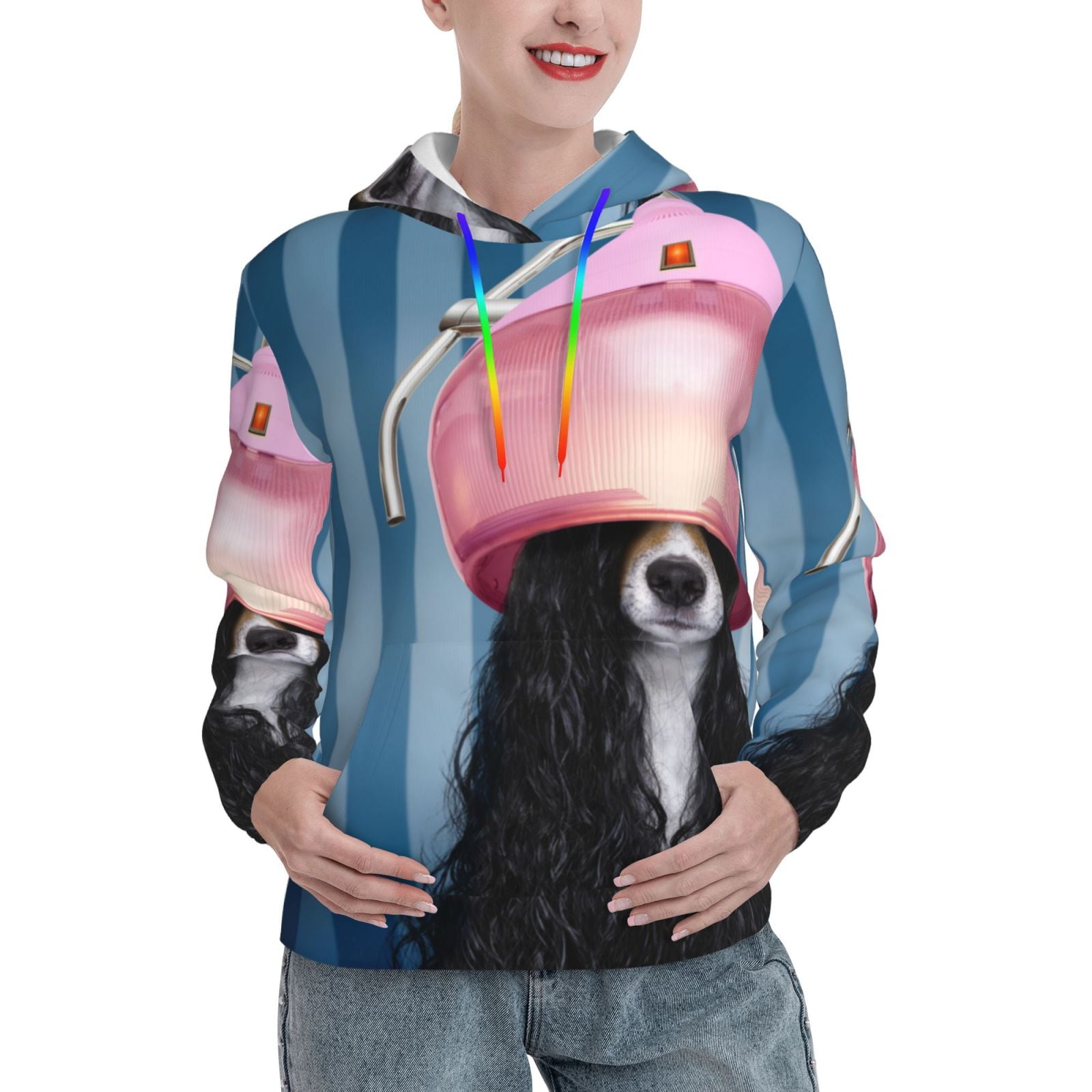 Cauagu Dog in Hairdresser for Women's Hooded Sweatshirts Pullover Hoodie for Women Fall Workout ...
