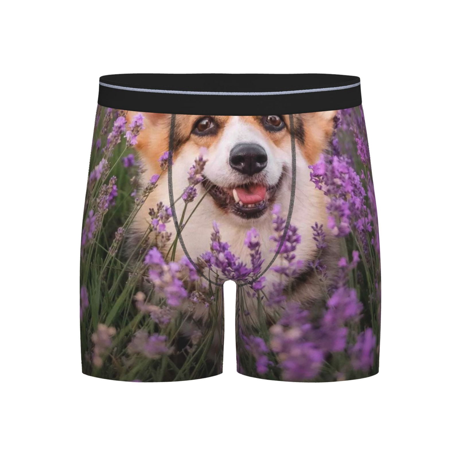 Cauagu Dog in Lavender Flowers Print Men's Boxer Briefs, Funny & Cute ...
