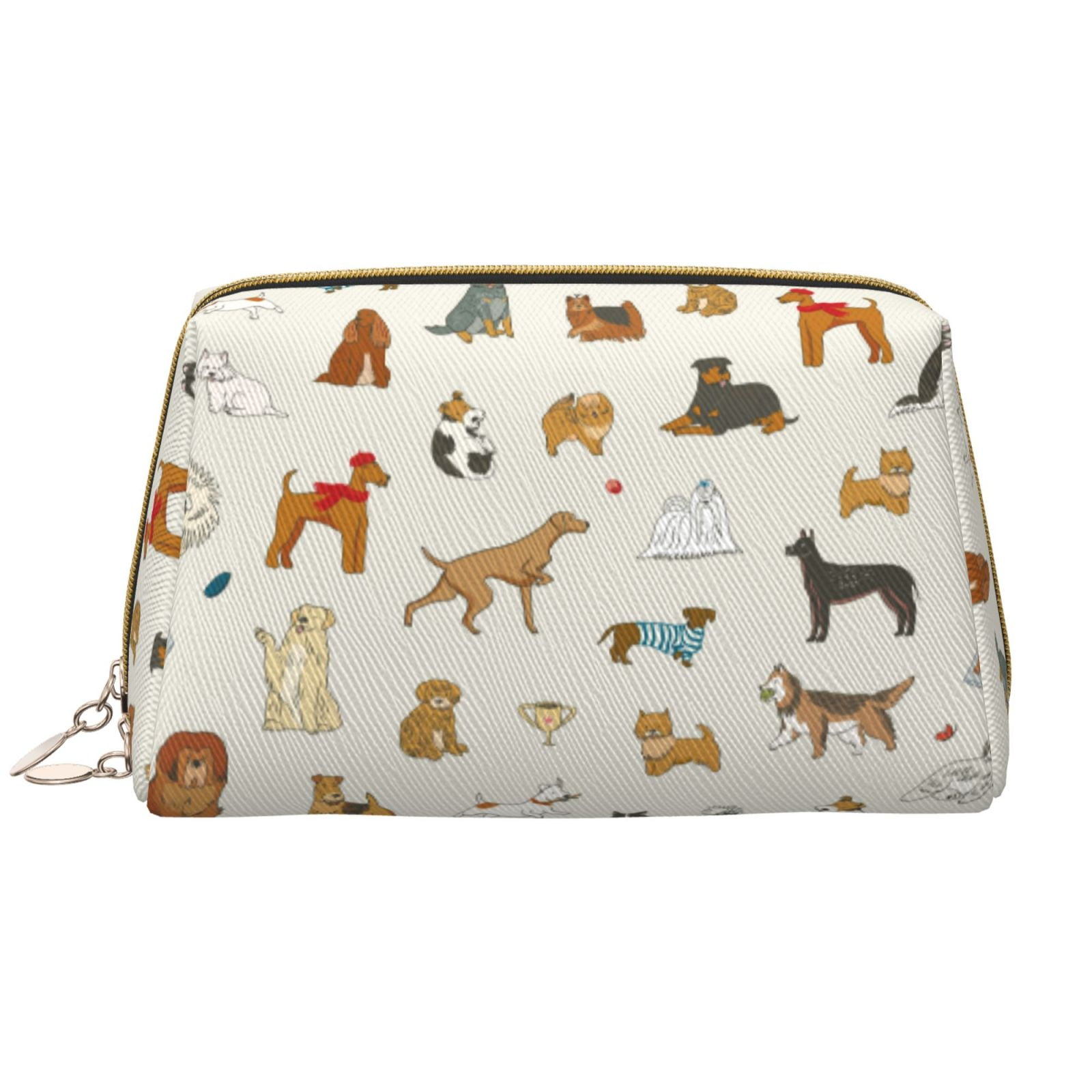 Cauagu Dogs Funny Pets Print Large Cosmetic Bag,Portable Cosmetics ...