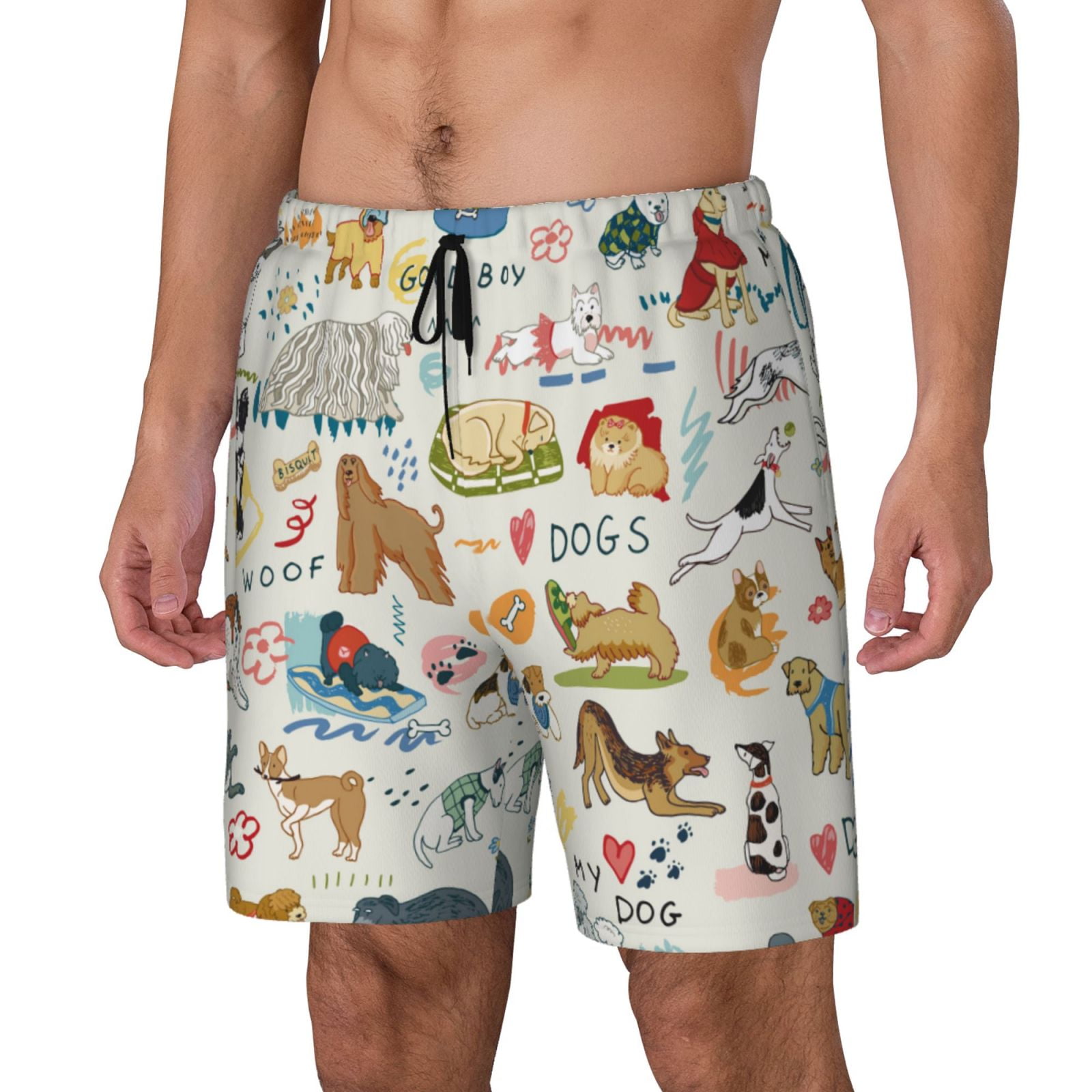 Cauagu Dogs Funny Pets Print Mens Swim Trunks Quick Dry Board Shorts ...