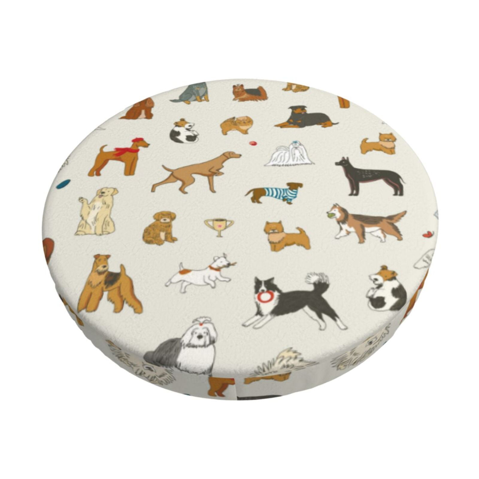 Cauagu Dogs Funny Pets Print Round Stool Covers,Seat Cushion for Round ...