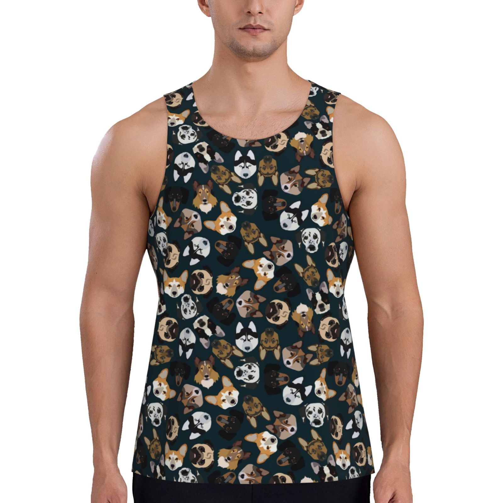 Cauagu Dogs Print Men's Sleeveless Muscle Shirts,Tank Tops Quick Dry ...