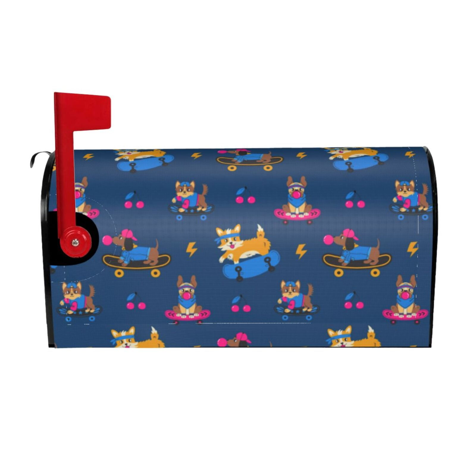 Cauagu Dogs Riding Skateboard Pattern Magnetic Mailbox Covers, Mailbox ...