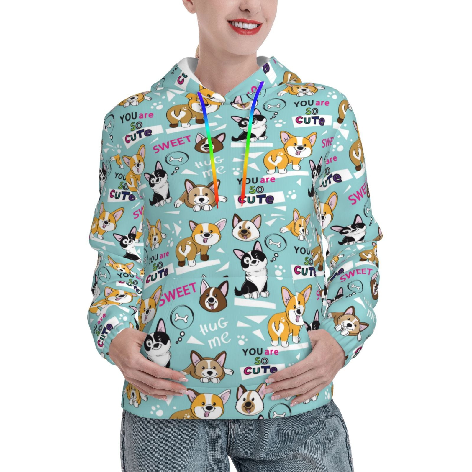 Cauagu Dogs for Women's Hooded Sweatshirts Pullover Hoodie for Women Fall Workout Sweat Long ...