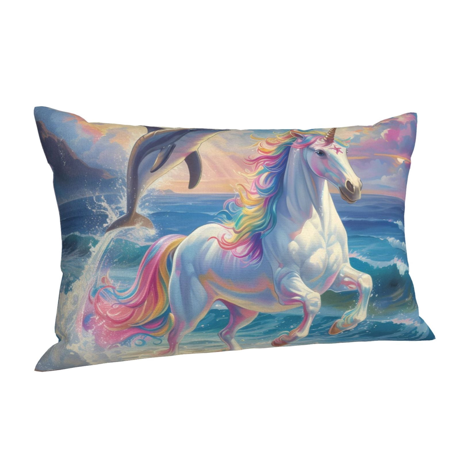 Cauagu Dolphin Rainbow Horse Print Pillow Covers with Envelope Closure ...