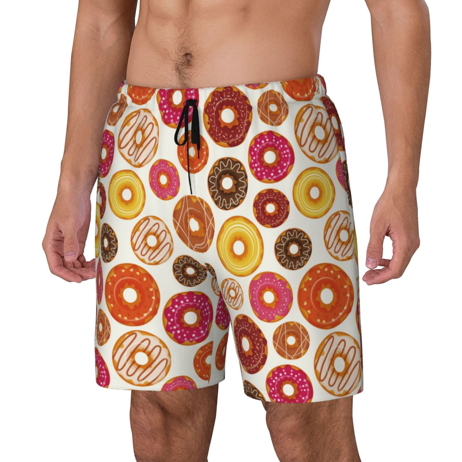 Cauagu Donut Print Mens Swim Trunks Quick Dry Board Shorts Swim Shorts ...