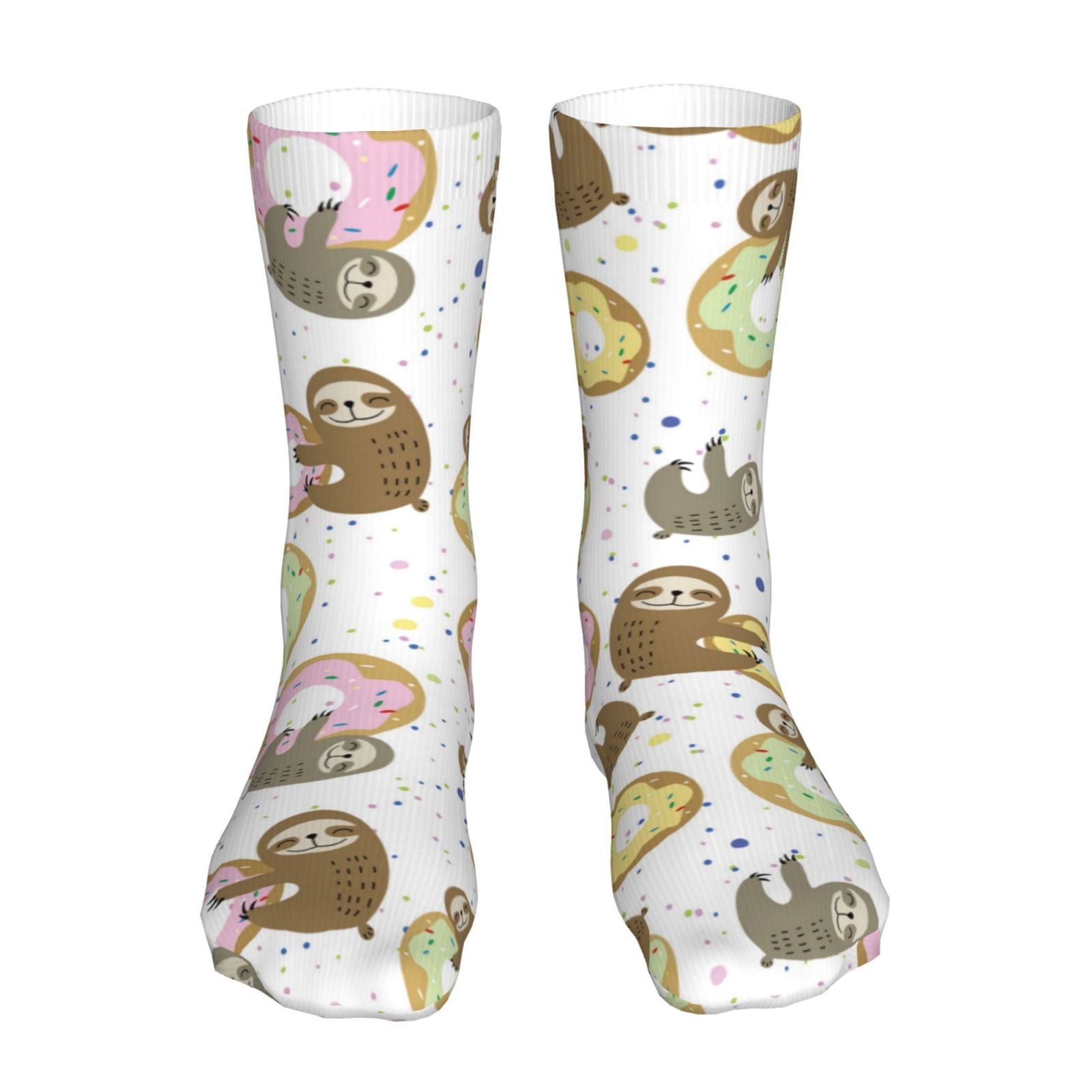 Cauagu Donut Sloth Pattern Fun Novelty Crew Socks,Casual Athletic Socks ...