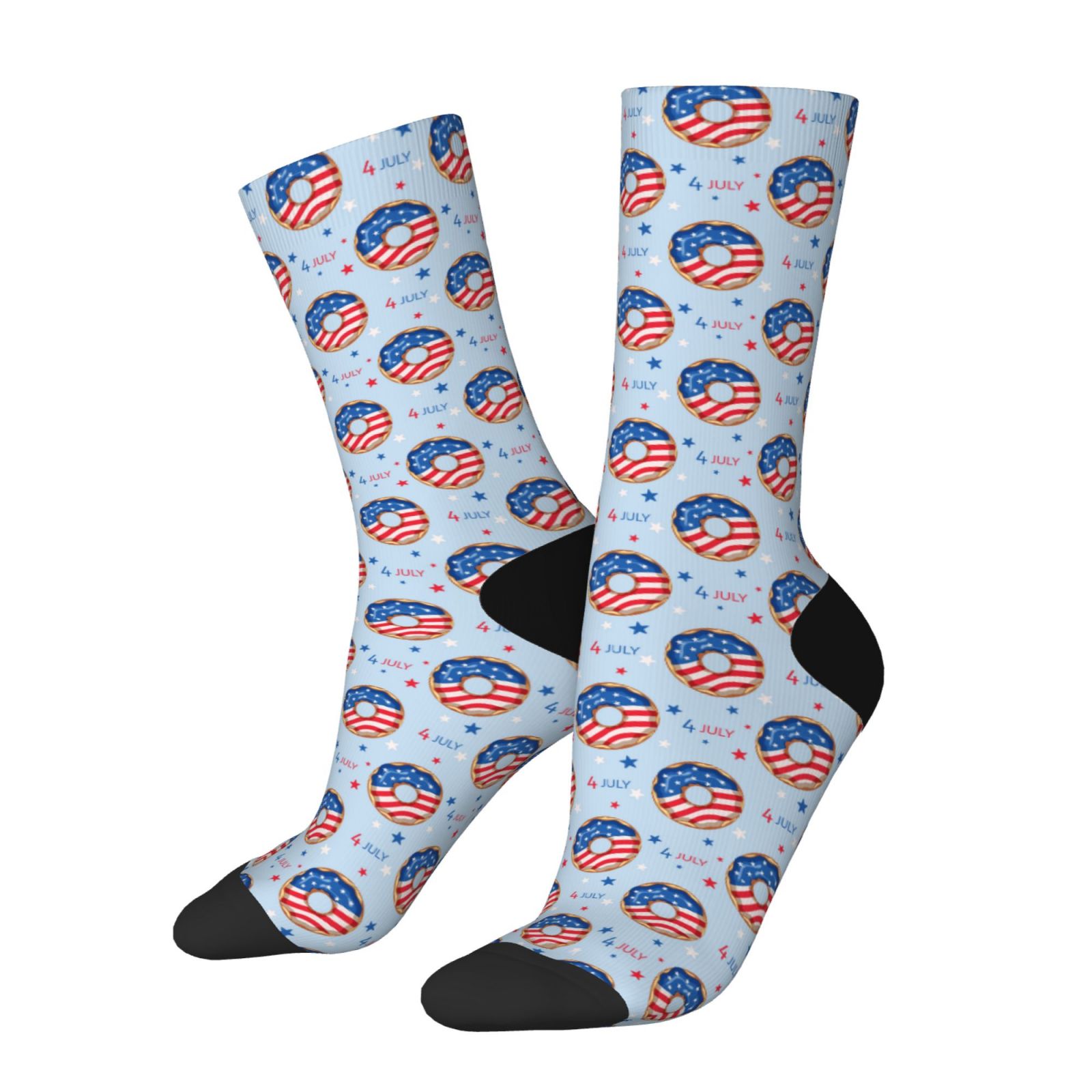 Cauagu Donut with the USA Fag Print Crew Socks for Women and Men,Adult ...