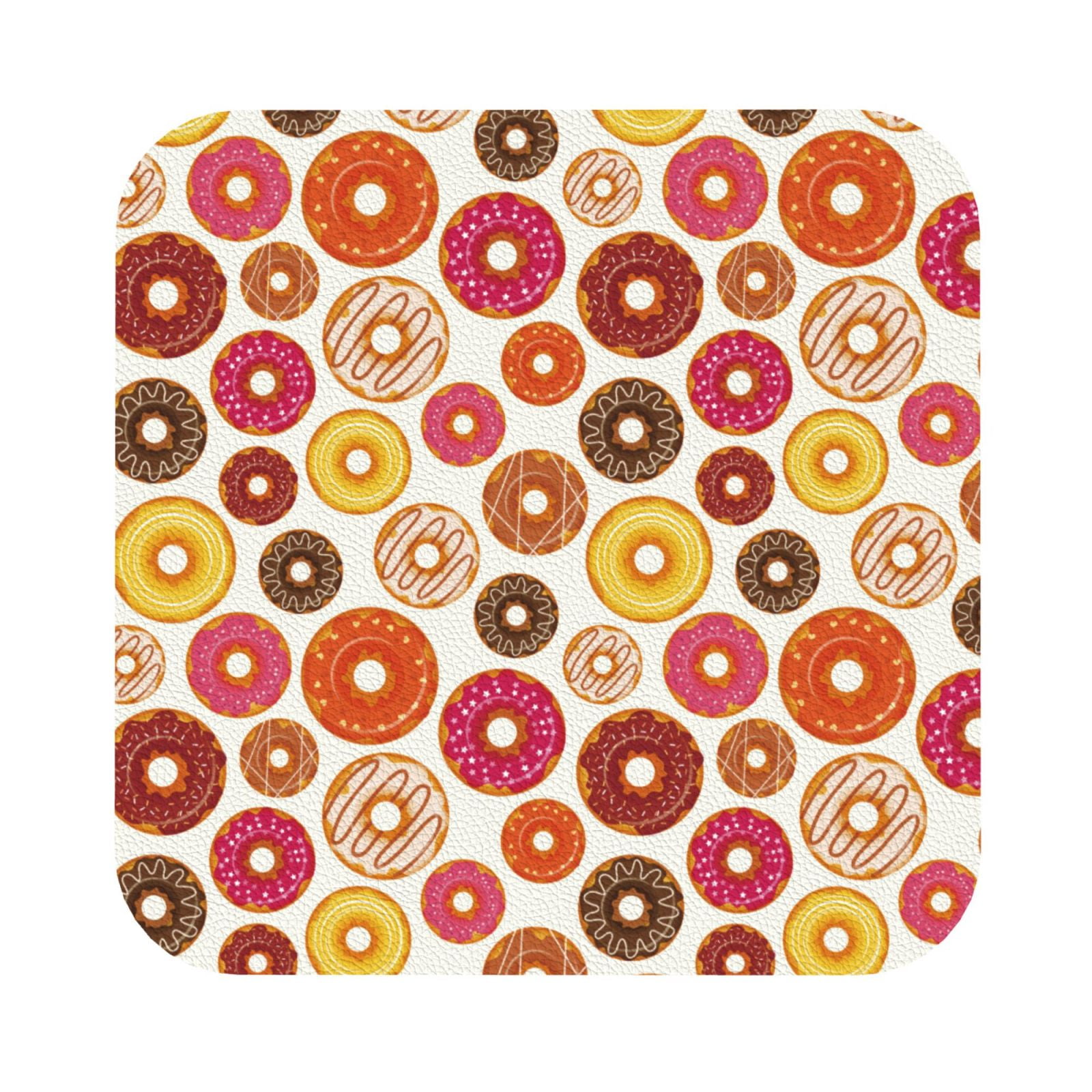 Cauagu Donut for Round Coaster,Drink Coasters Set of 4 Leather Bar Beer ...