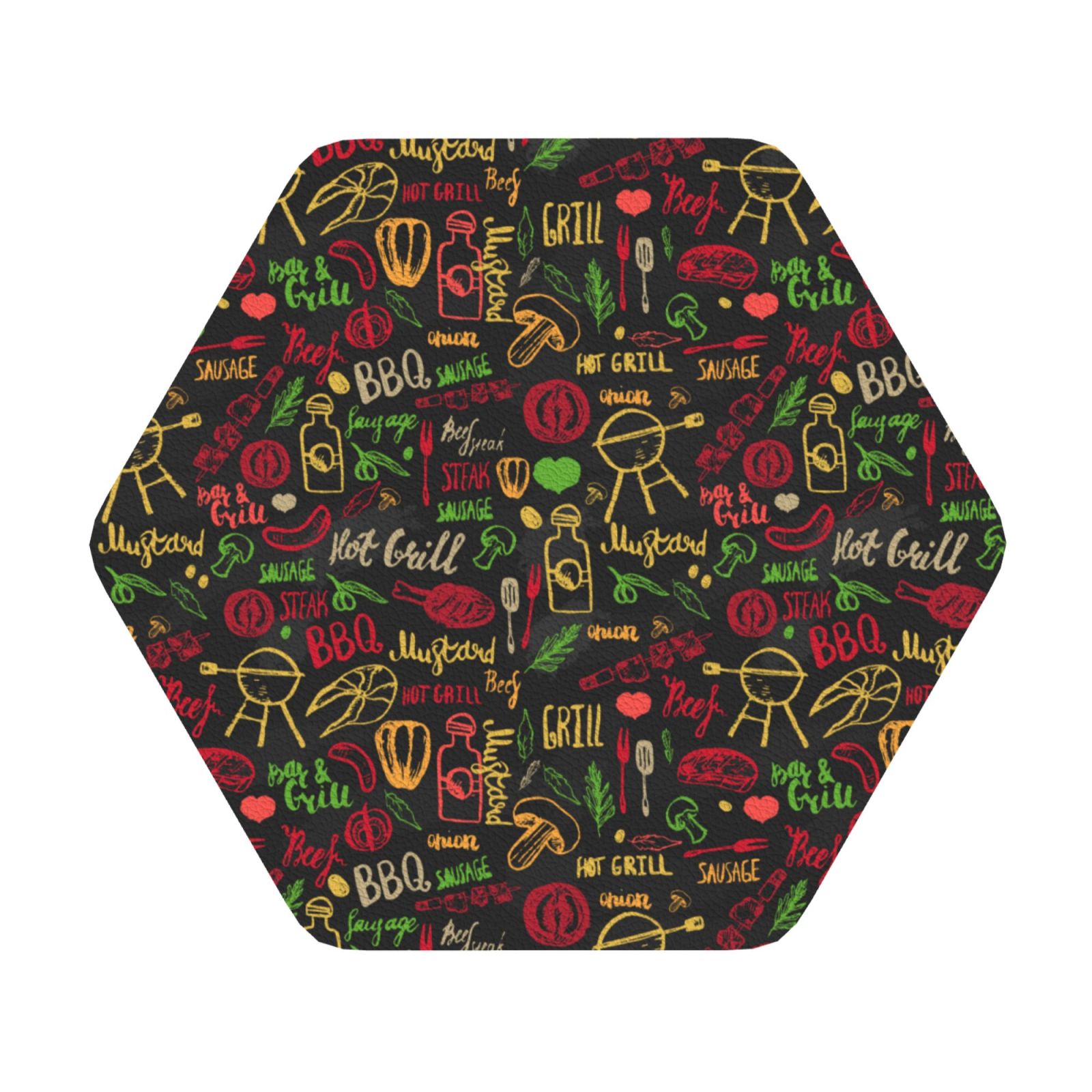 Cauagu Doodle Barbeque 1 for Round Coaster,Drink Coasters Set of 4 ...