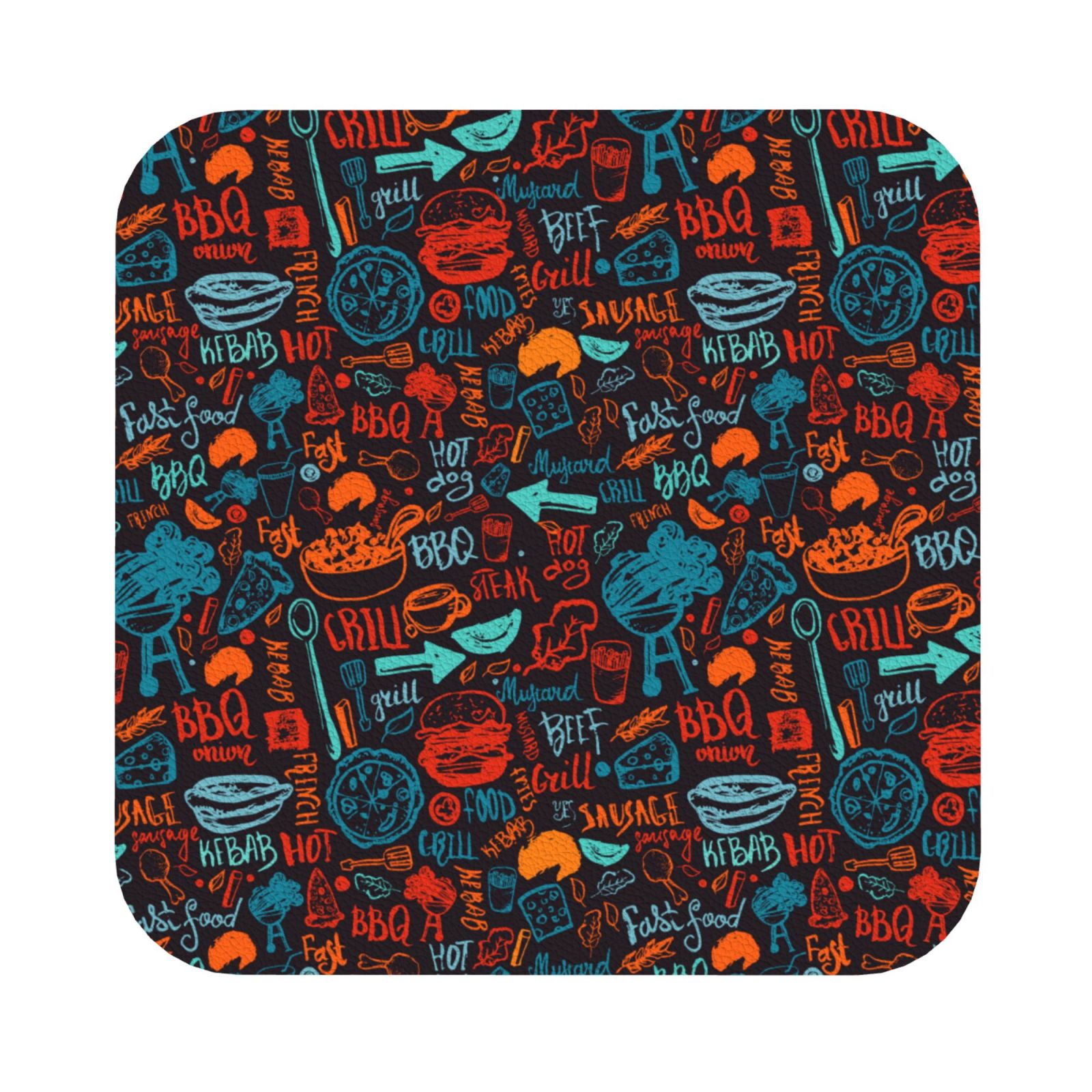 Cauagu Doodle Barbeque for Round Coaster,Drink Coasters Set of 4 ...