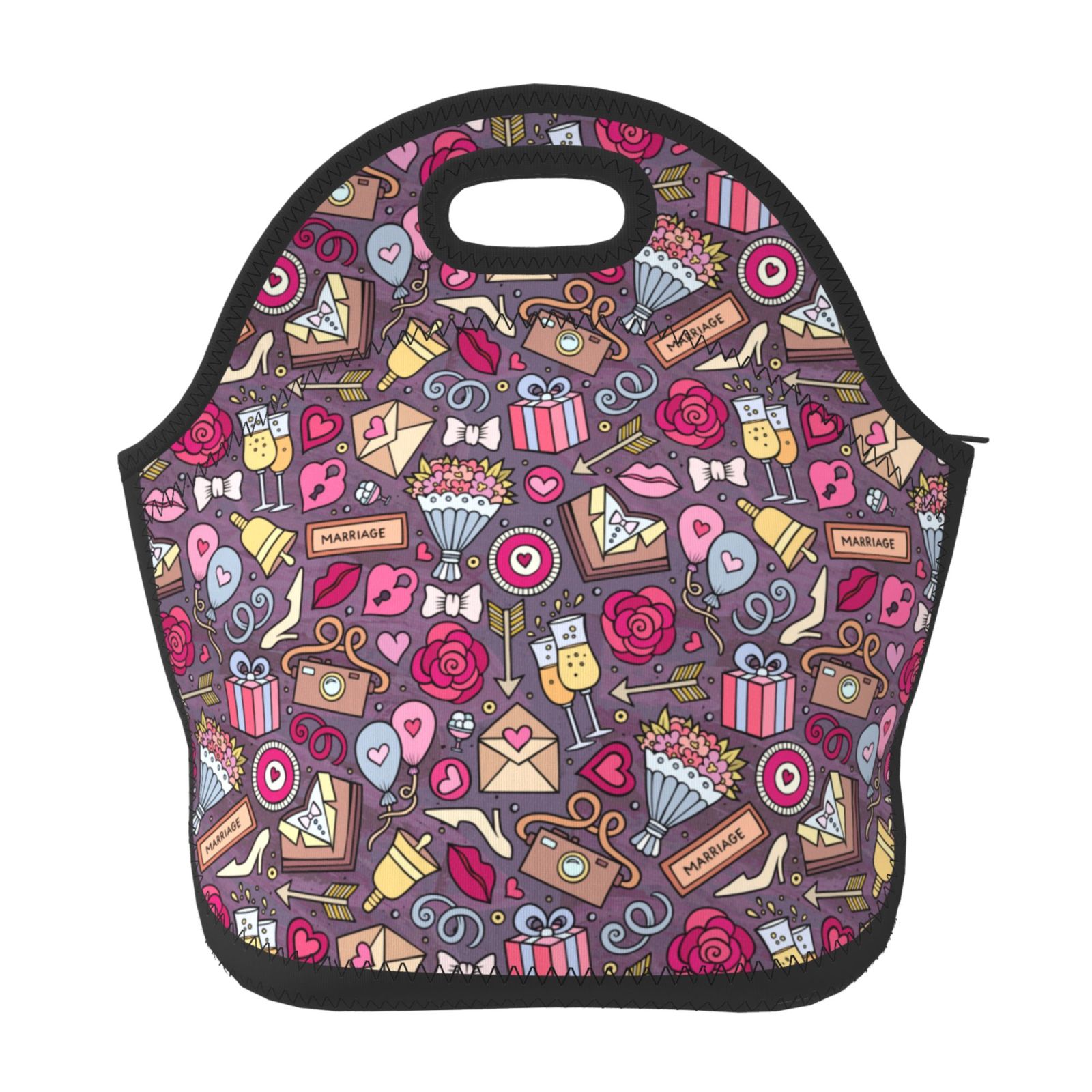 Cauagu Doodles Wedding Print Insulated Lunch Box,Lunch Tote Lunch Bag ...
