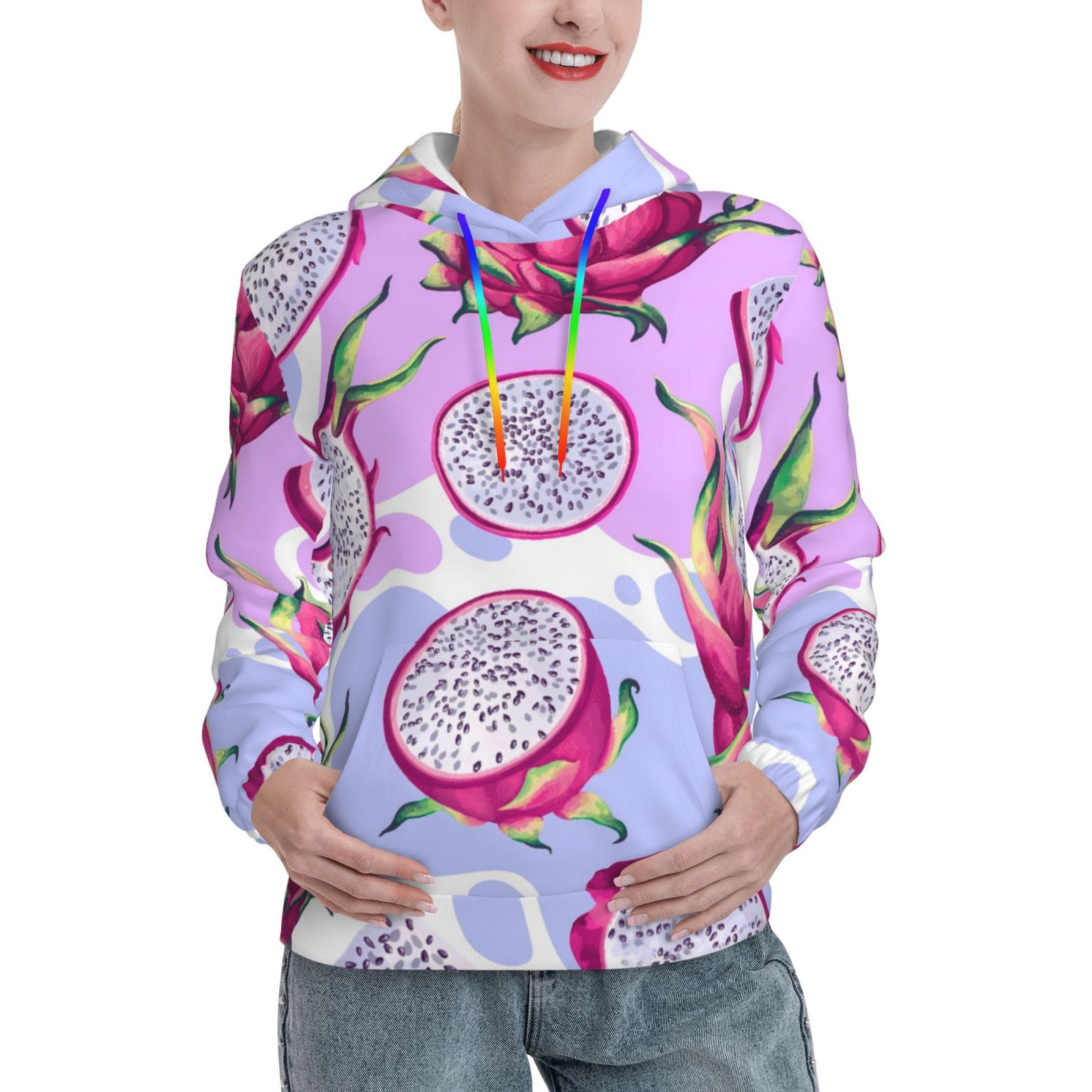 Cauagu Dragon Fruit for Women's Hooded Sweatshirts Pullover Hoodie for Women Fall Workout Sweat ...