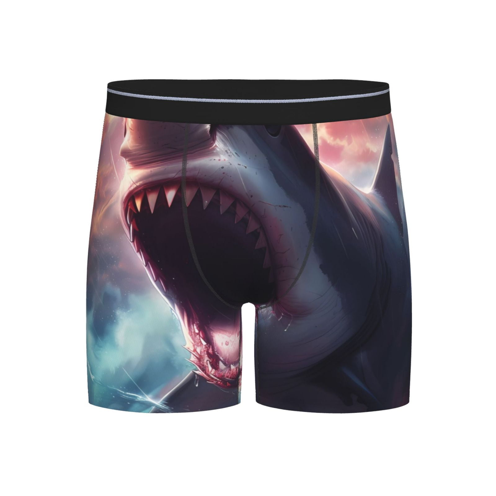 Cauagu Dramatic Shark Attack Print Men's Boxer Briefs, Funny & Cute ...