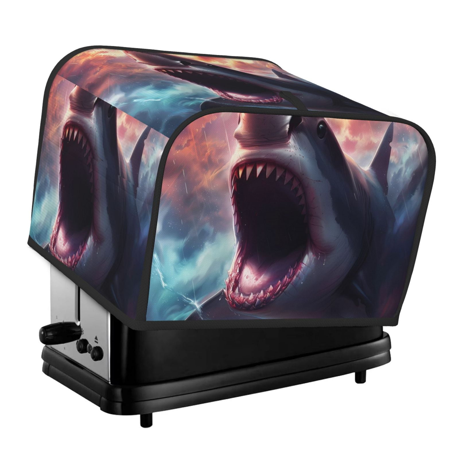 Cauagu Dramatic Shark Attack for 4 Slice Toaster Cover (11.4''×7.9''×7. ...