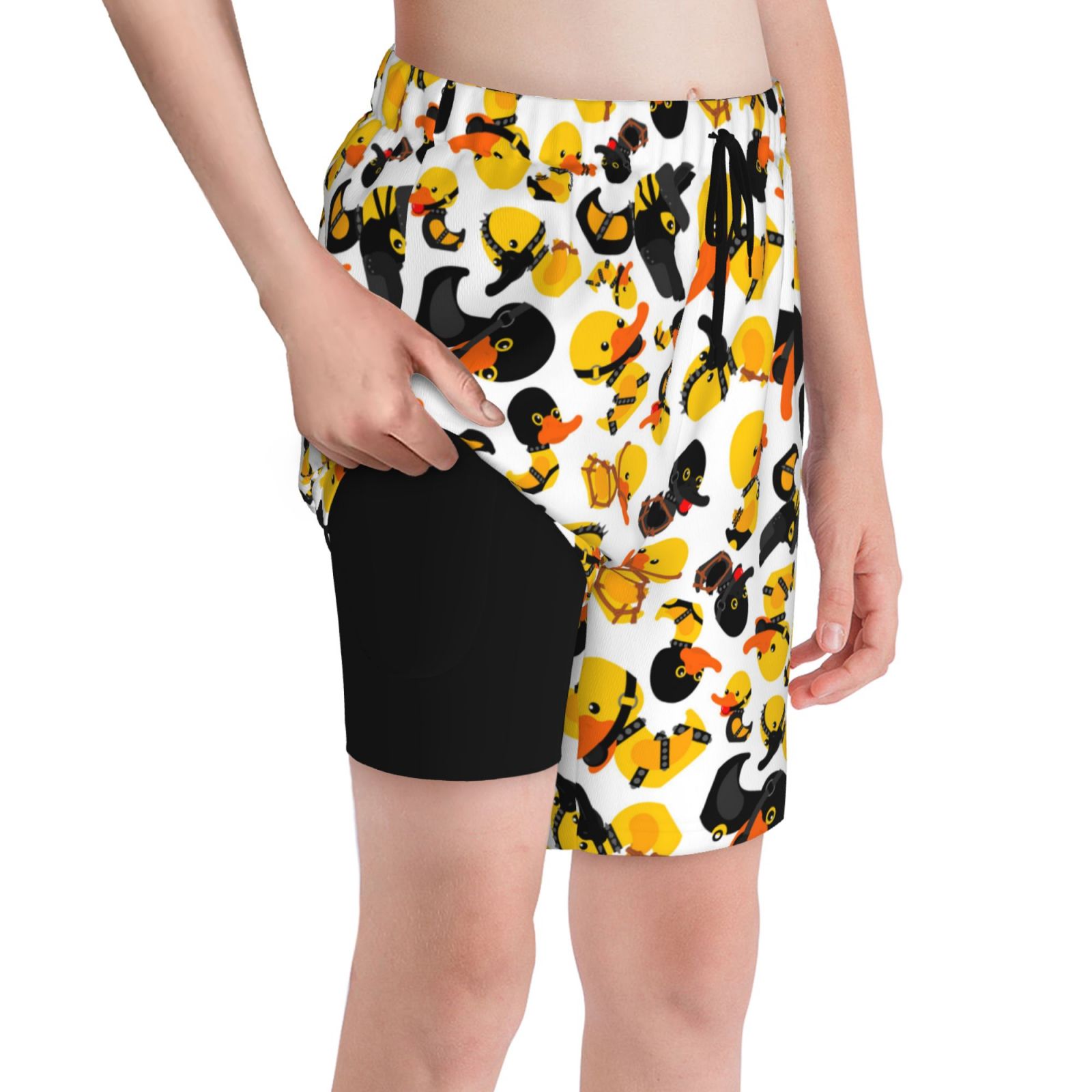 Cauagu Duck In Black Suit1 Print Swim Trunks for Men,Youth Boys Swim ...