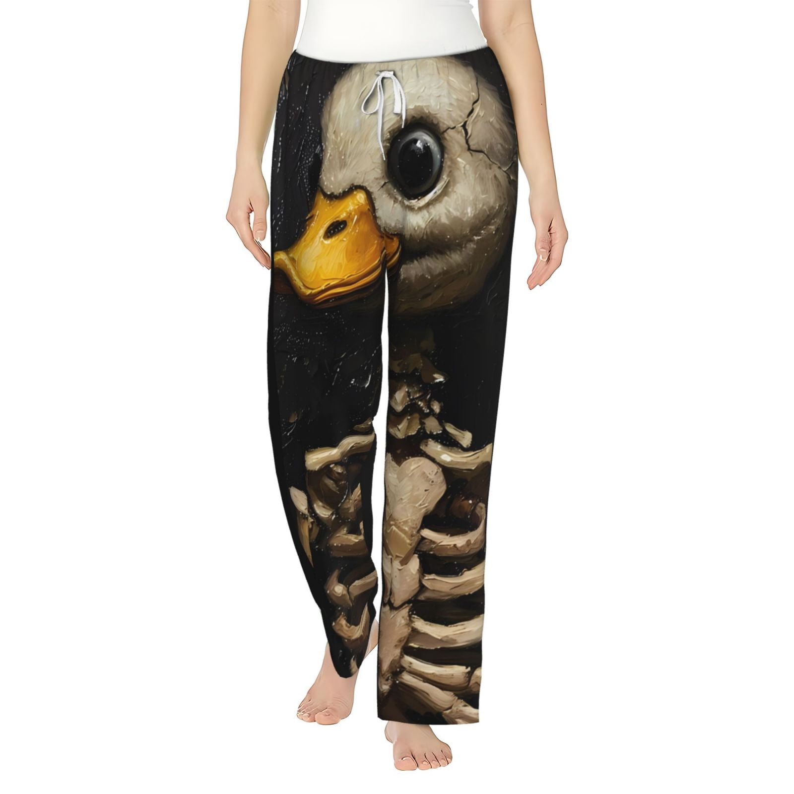 Cauagu Duck Bones Pajama Pants for Women Loose Fit Wide Leg Trouser ...