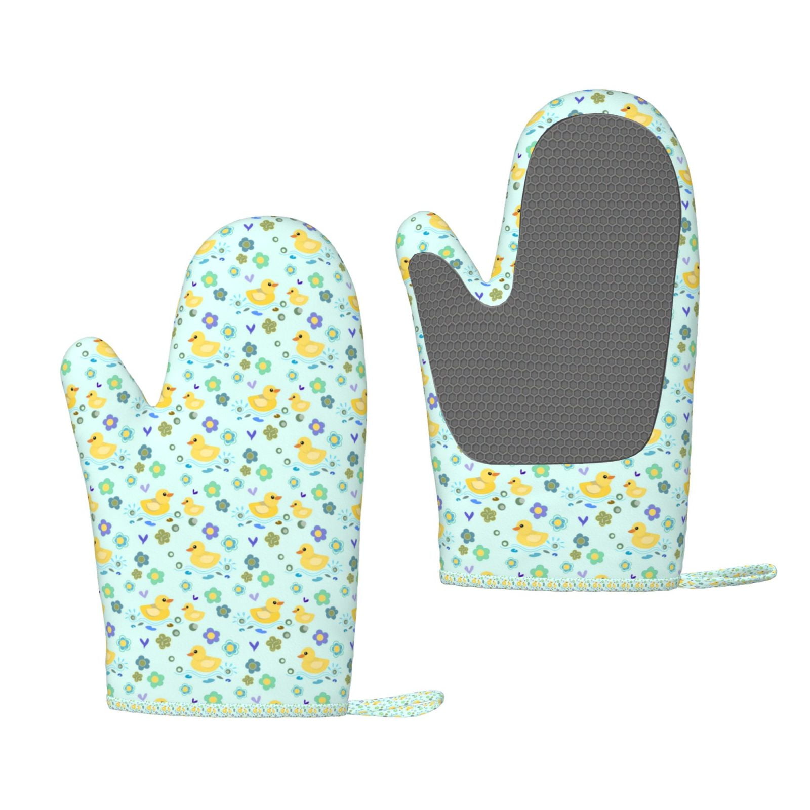 Cauagu Duck Cartoon Print Oven Mitts 2 Piece Set,BBQ Gloves Grilling ...