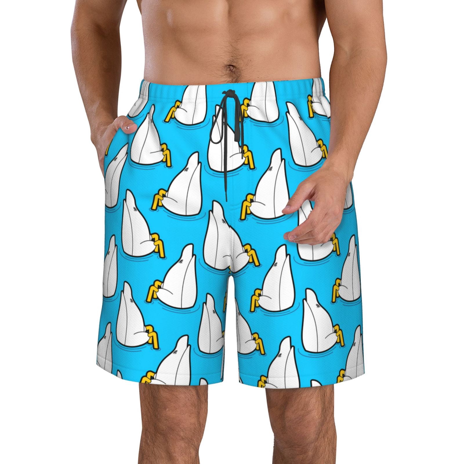 Cauagu Duck Dives Print Men's Swim Trunks,Hawaiian Bathing Suit ...