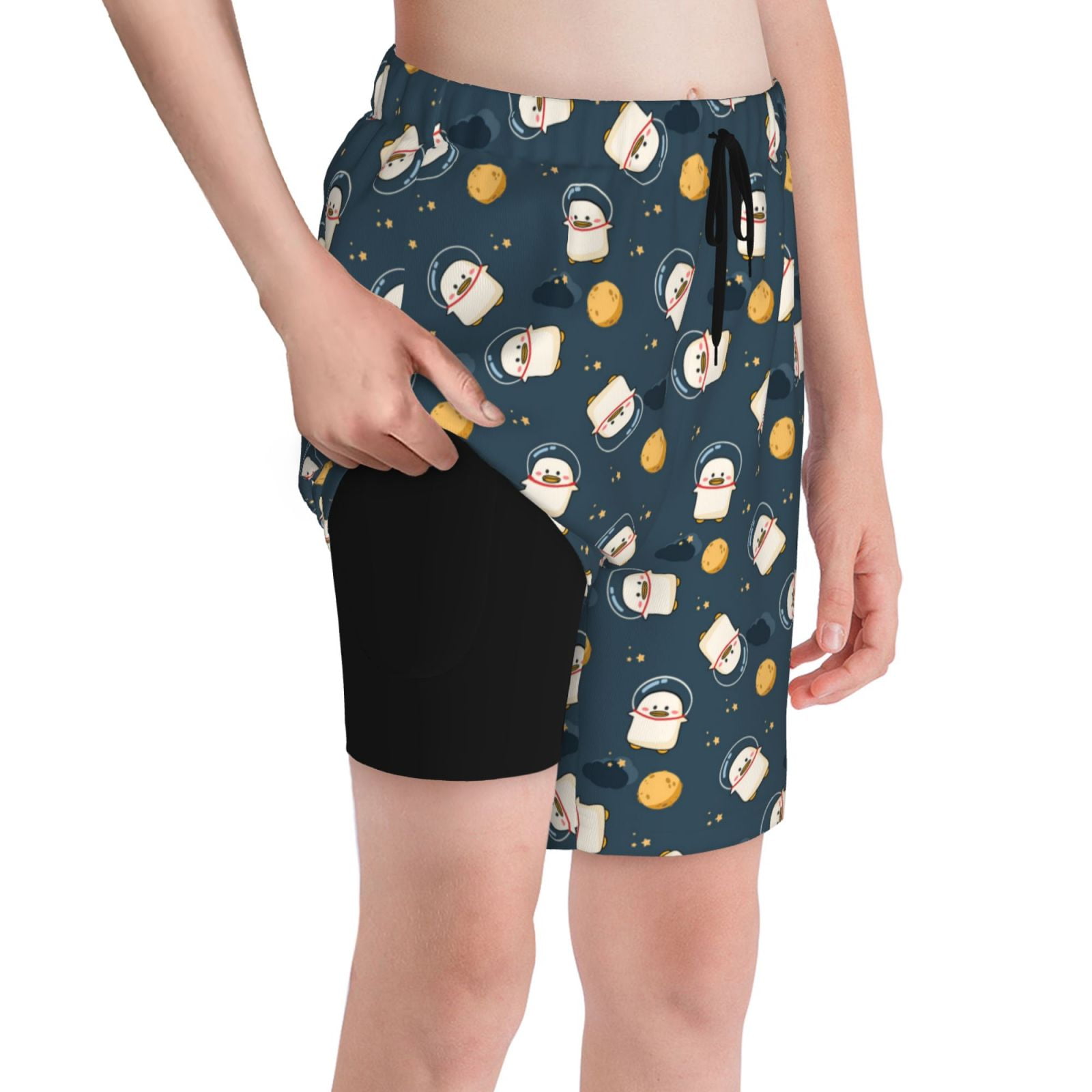 Cauagu Duck In The Space Print Swim Trunks for Men,Youth Boys Swim ...