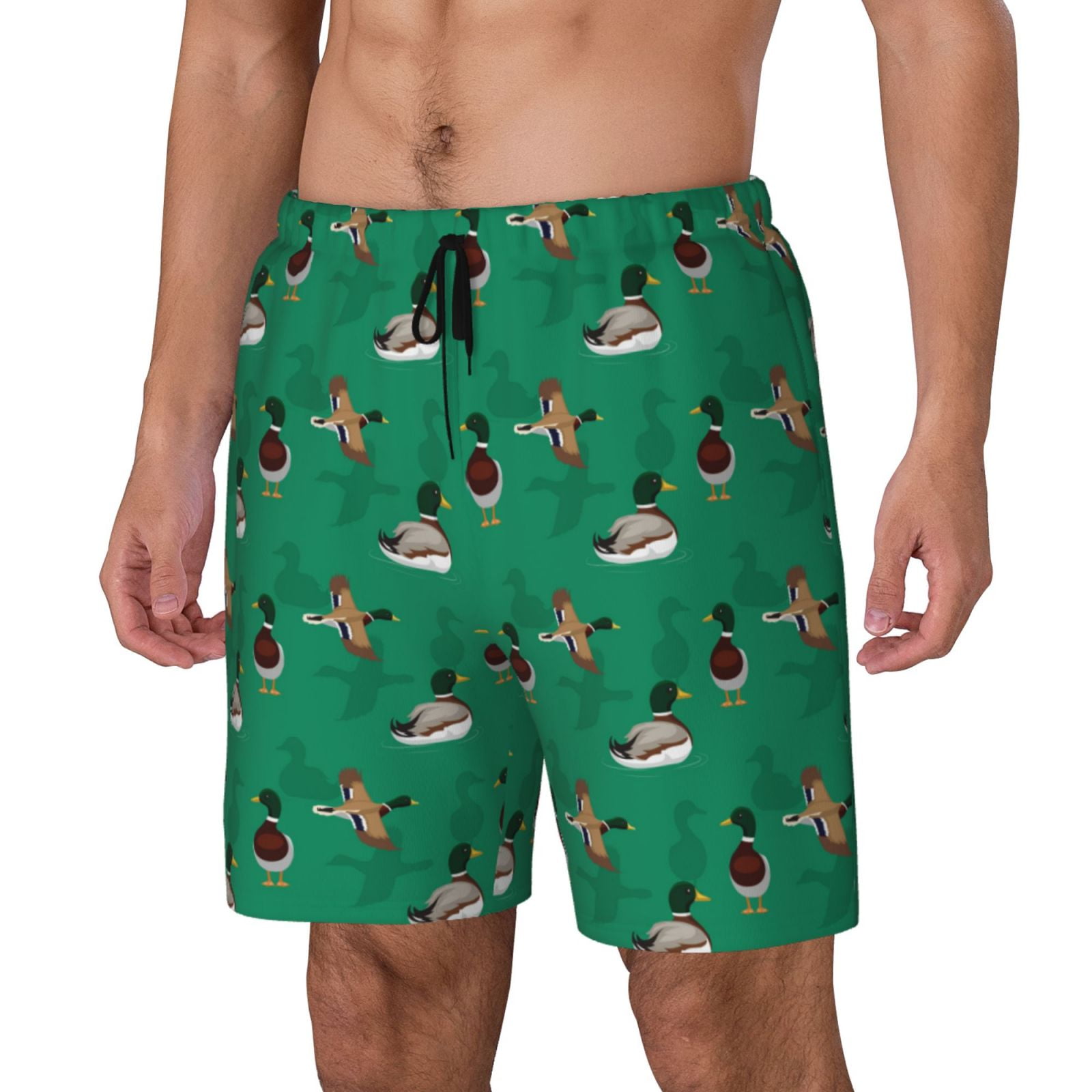 Cauagu Duck Mallard Flying Pose Print Mens Swim Trunks Quick Dry Board ...