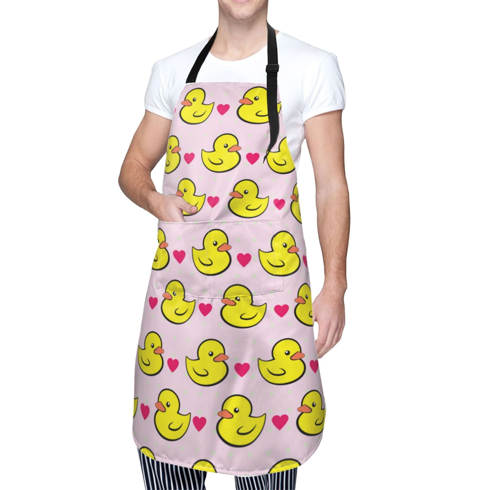Cauagu Ducks And Pink Heart Aprons with Pockets,Waterproof Apron for ...