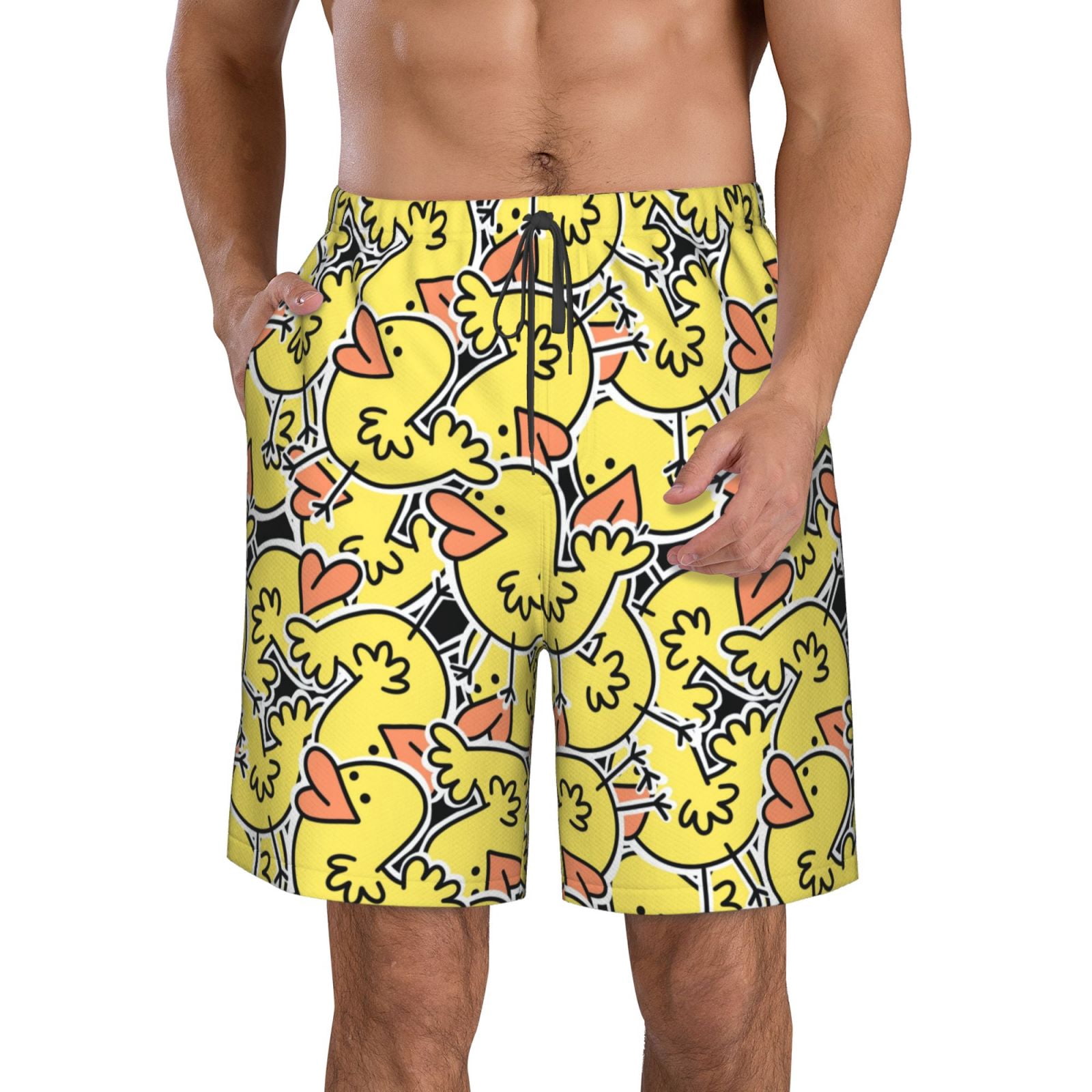 Cauagu Ducks Print Men's Swim Trunks,Hawaiian Bathing Suit Swimsuits ...