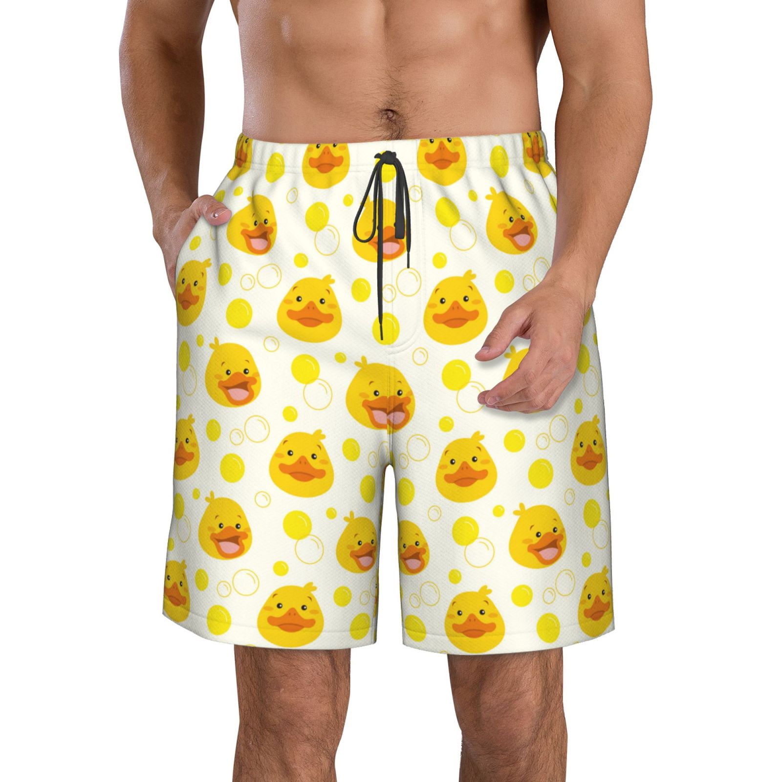 Cauagu Ducky Cartoon Print Men's Swim Trunks,Hawaiian Bathing Suit ...