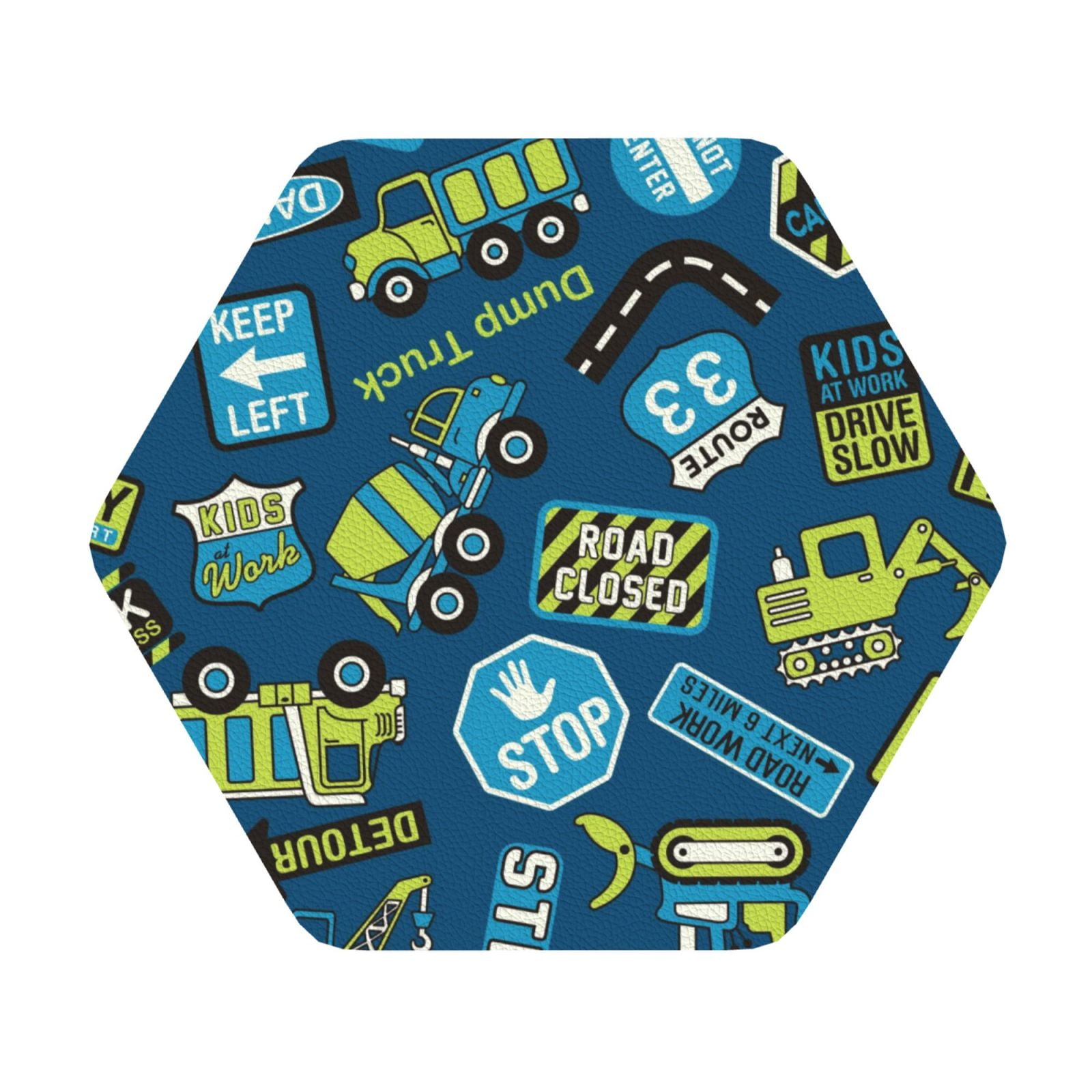 Cauagu Dump Truck for Round Coaster,Drink Coasters Set of 4 Leather Bar Beer Beverage Cup Mat ...