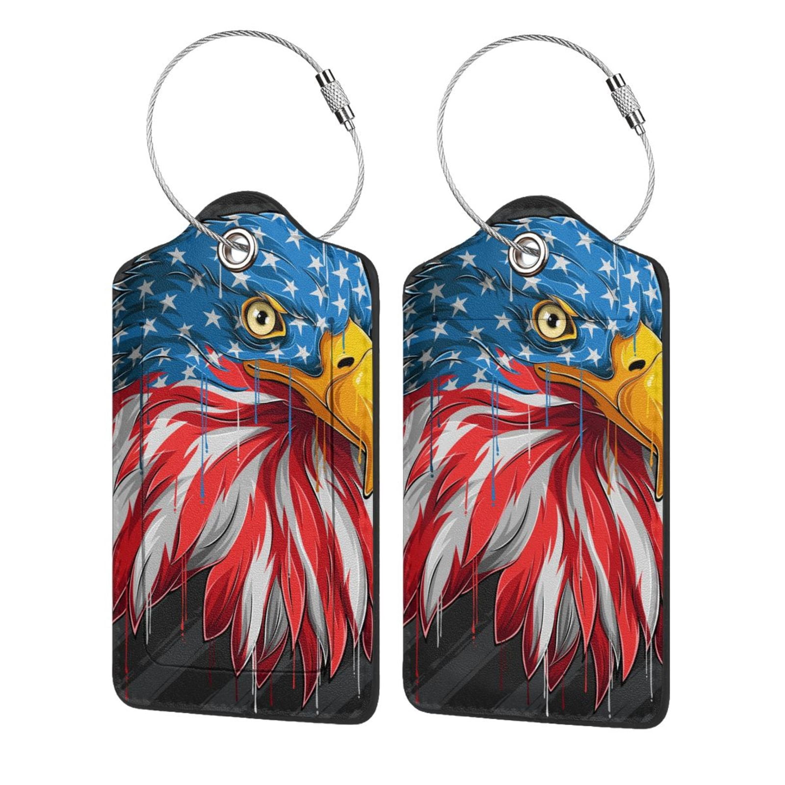 Cauagu Eagle Head With American Flag Print Luggage Tags,Leather Luggage ...