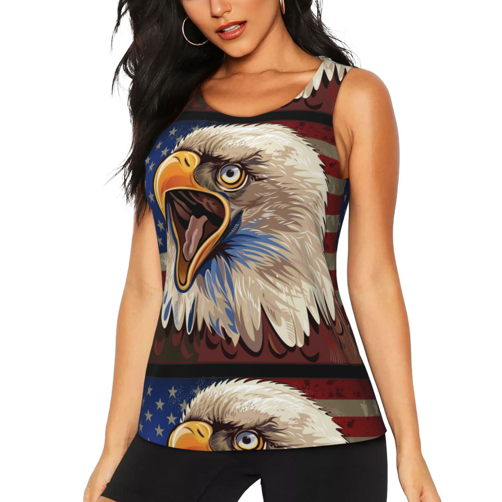 Cauagu Eagle With USA Flags for Women's Workout Tank Tops Sleeveless ...