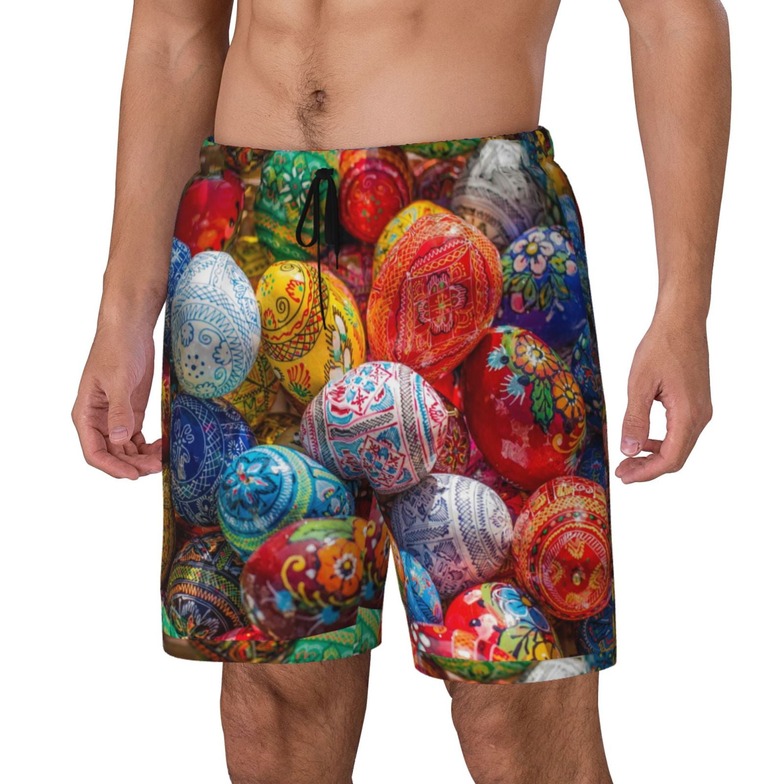 Cauagu Easter Eggs Print Mens Swim Trunks Quick Dry Board Shorts Swim ...