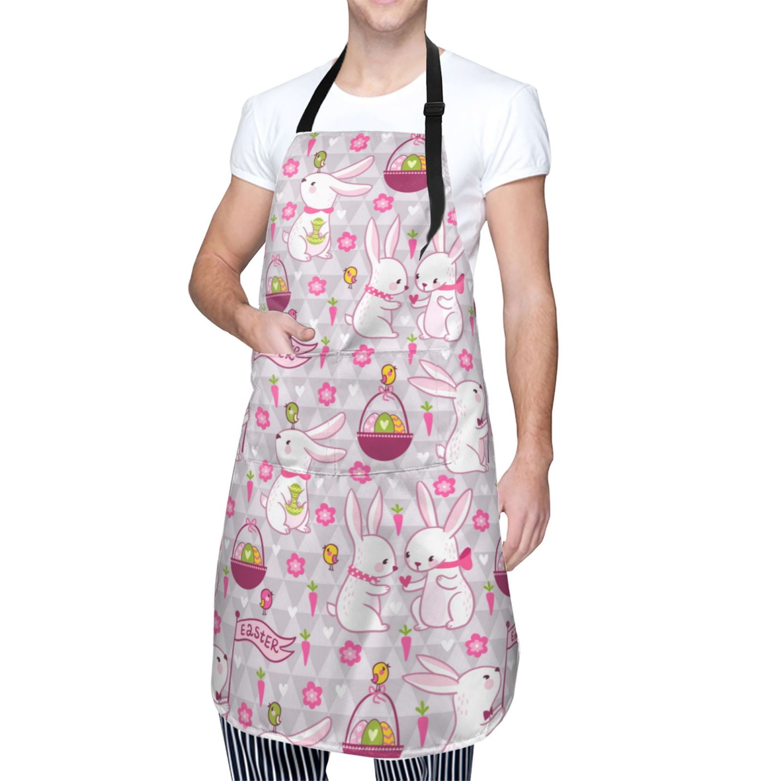 Cauagu Easter Rabbit Aprons with Pockets,Waterproof Apron for Women ...