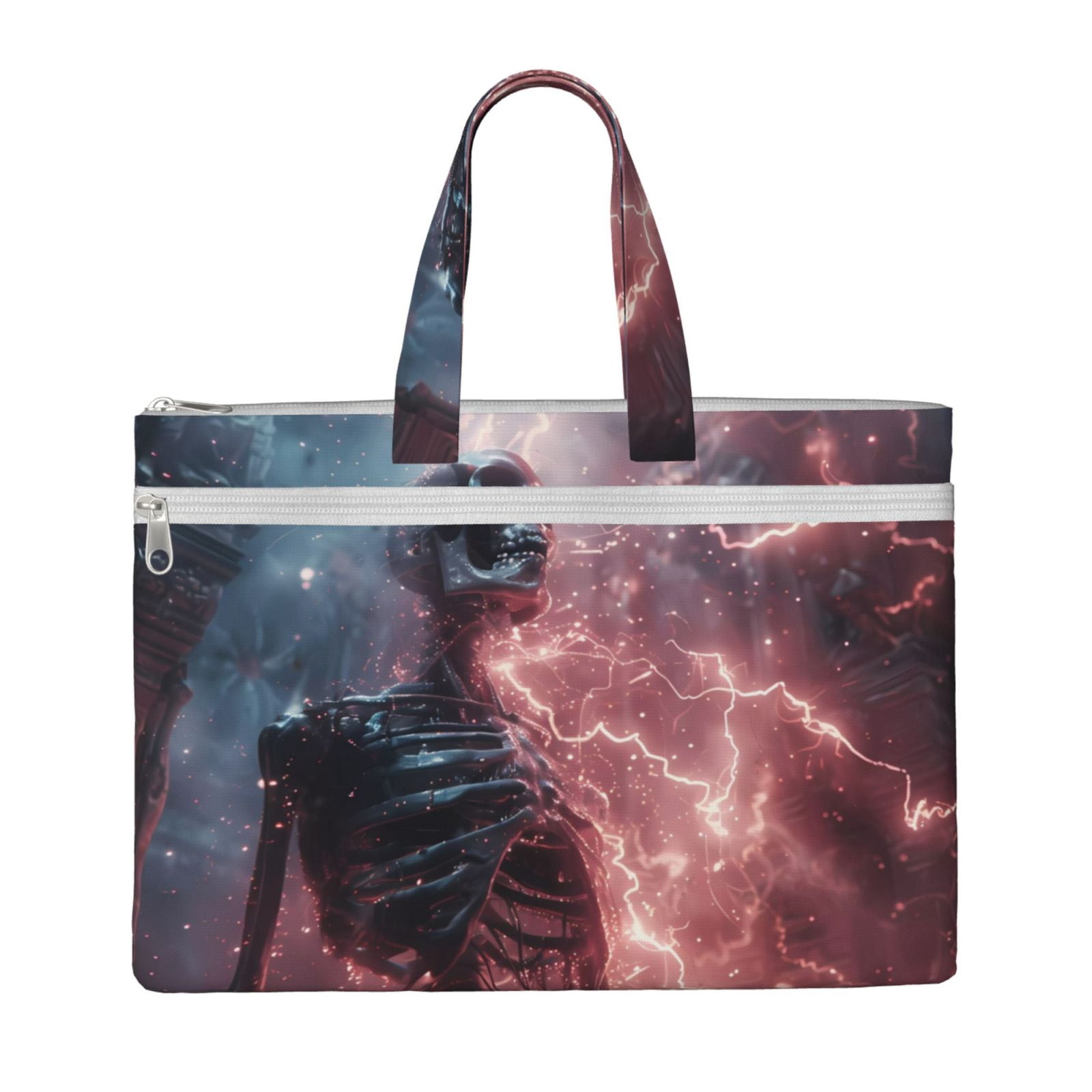 Cauagu Electric Skeleton Surrealism Pattern Canvas Tote File Bag ...