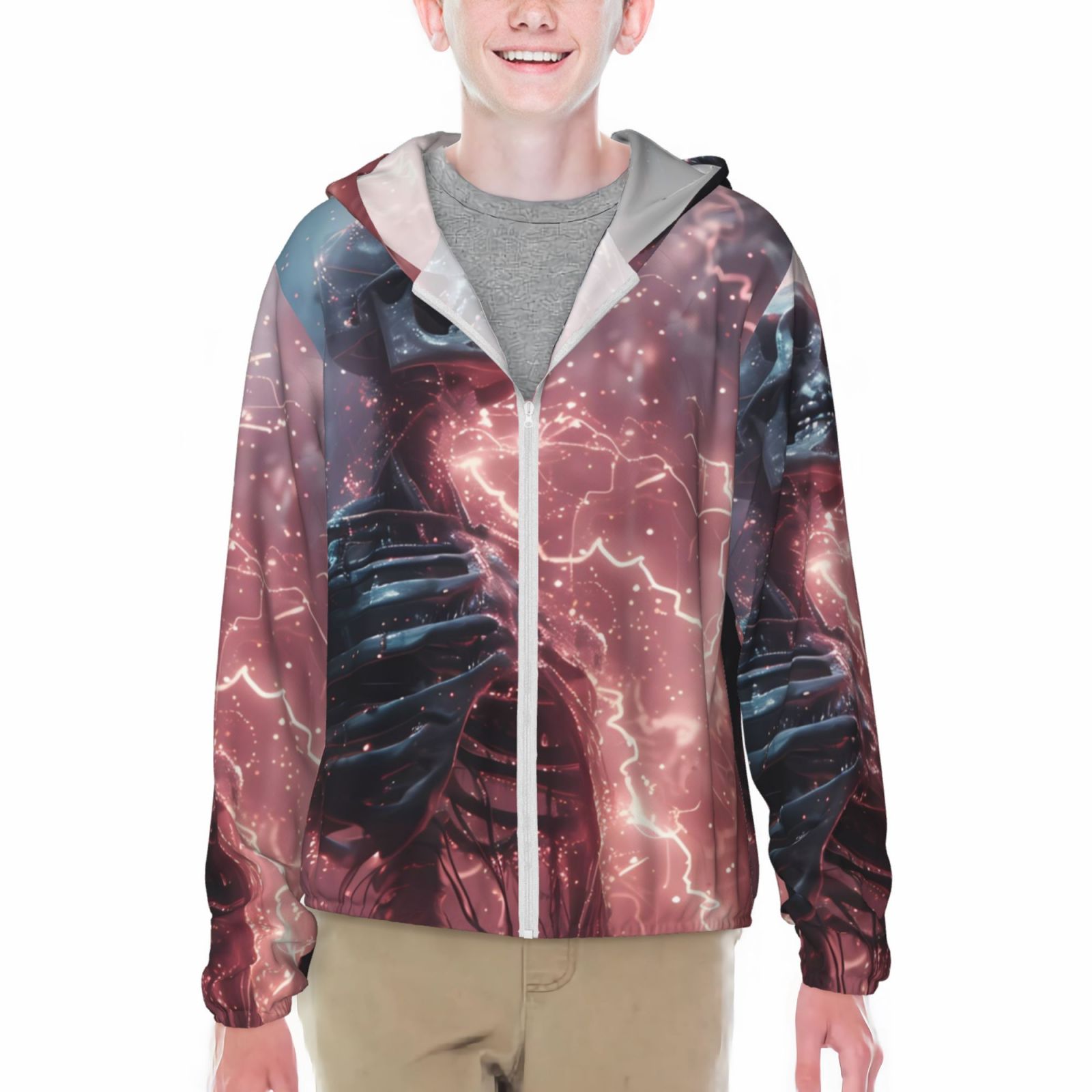 Cauagu Electric Skeleton Surrealism Print Sun Protection Jacket for ...