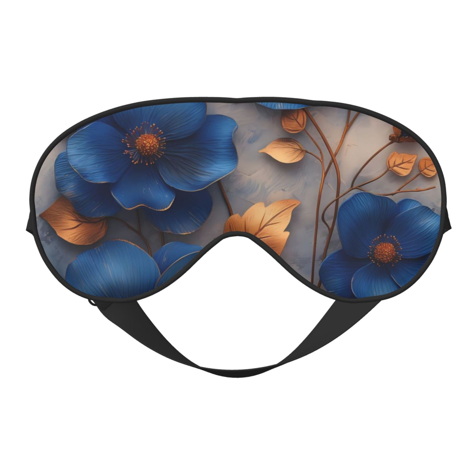 Cauagu Elegant Blue Gold Blooms Print Sleep Eye Mask, Blindfold Eye ...
