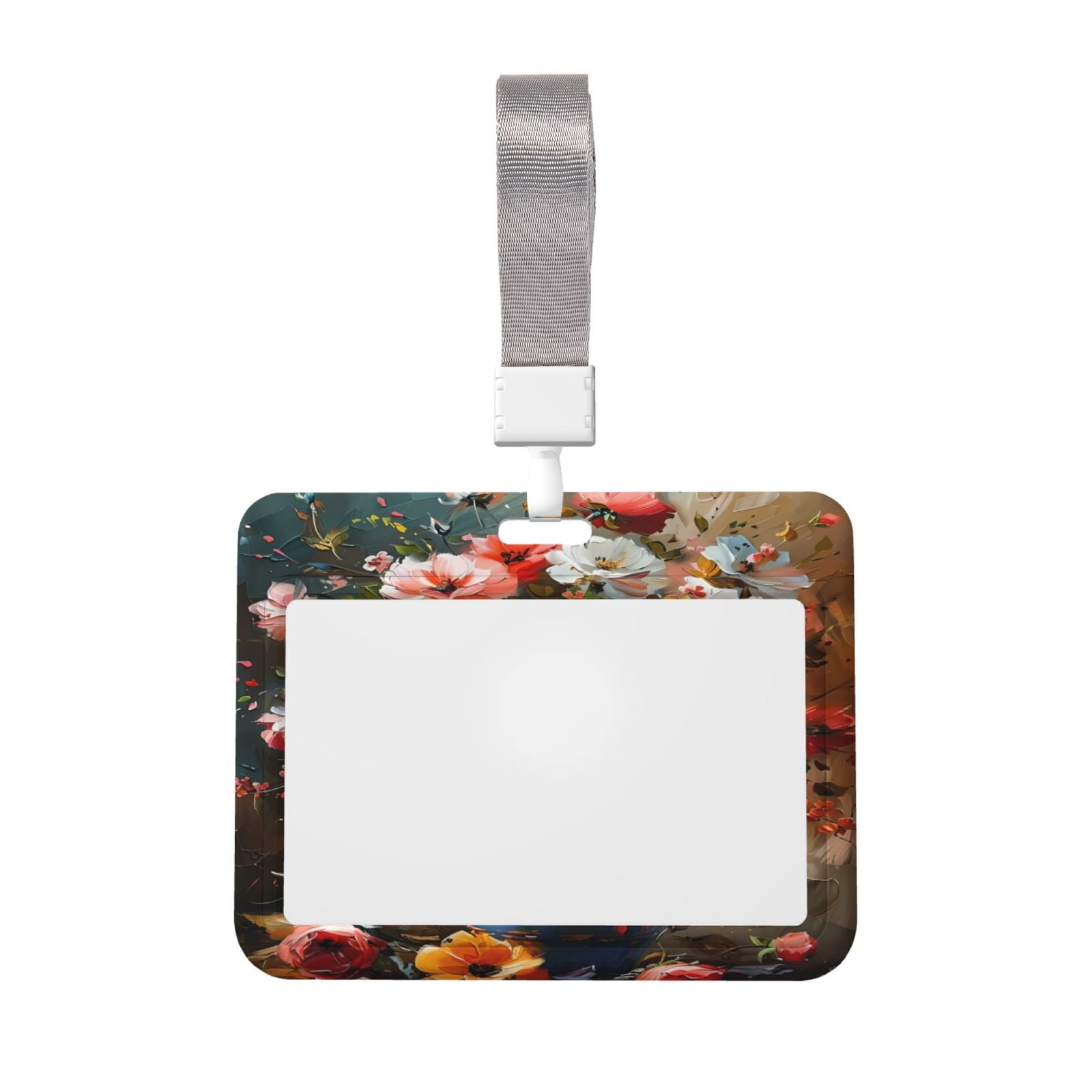 Cauagu Elegant Floral Vase Painting for ID Badge Holder,Badge Holder ...
