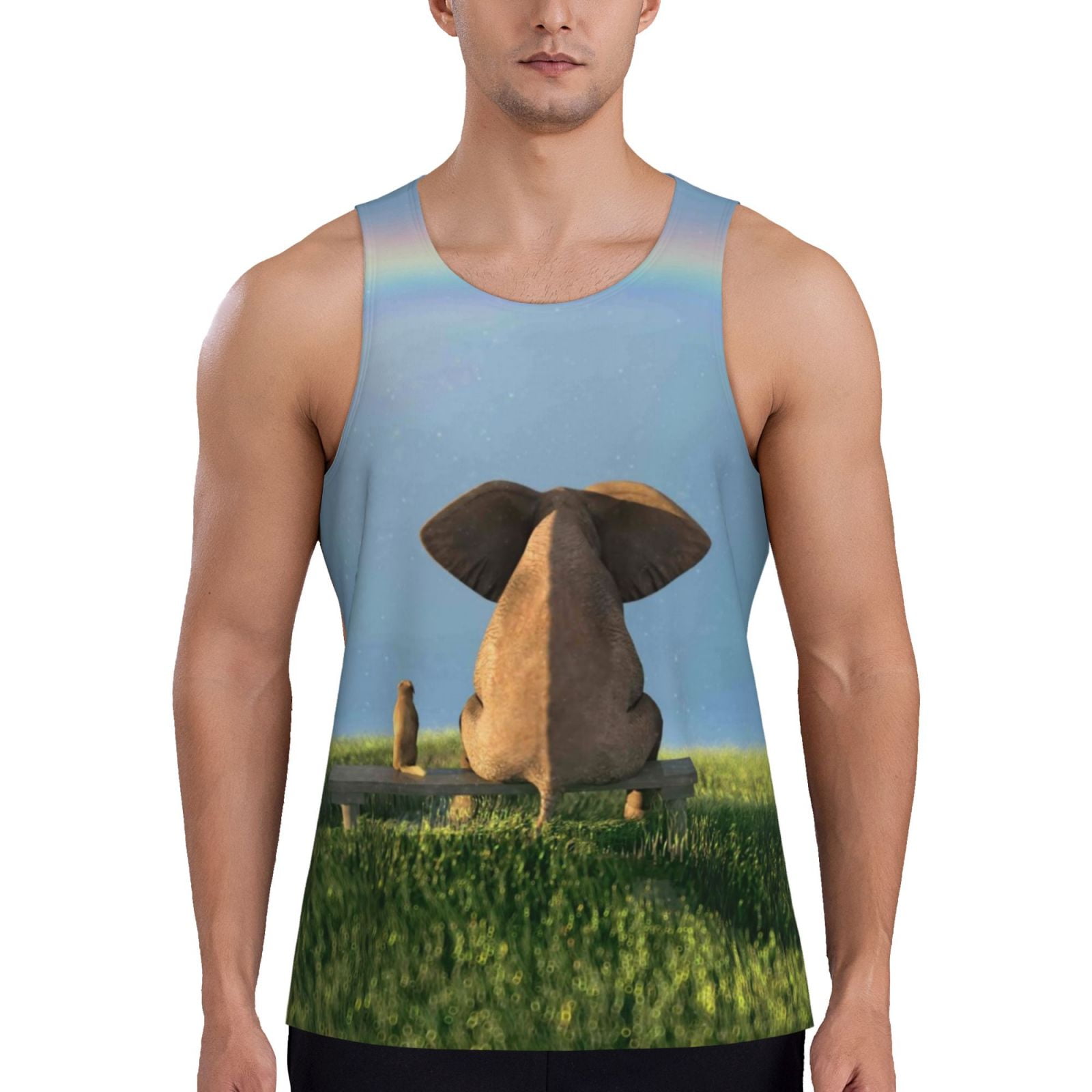 Cauagu Elephant Dog Print Men's Sleeveless Muscle Shirts,Tank Tops ...