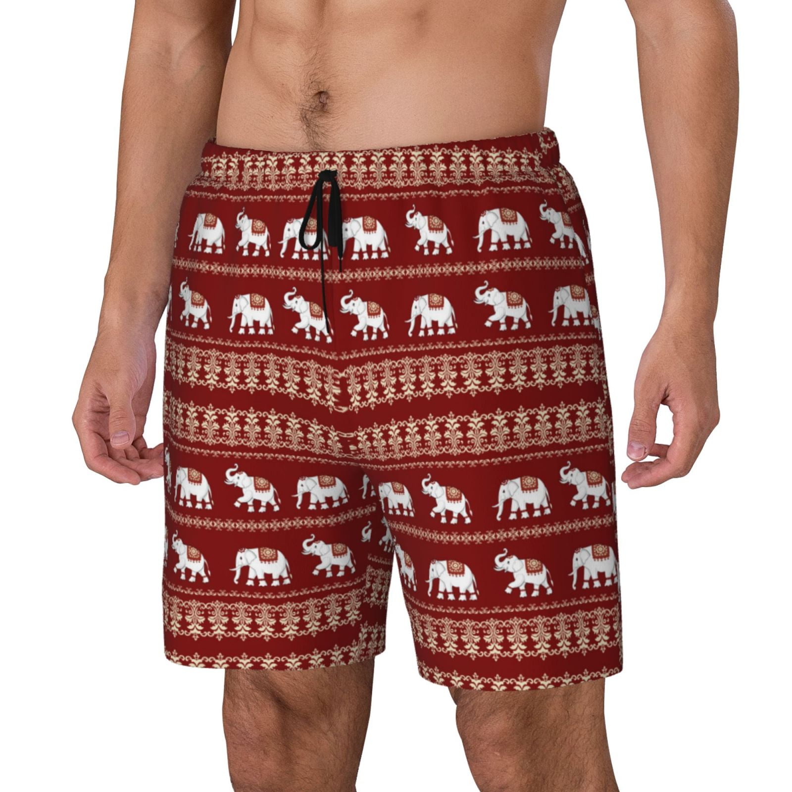 Cauagu Elephant Print Mens Swim Trunks Quick Dry Board Shorts Swim ...