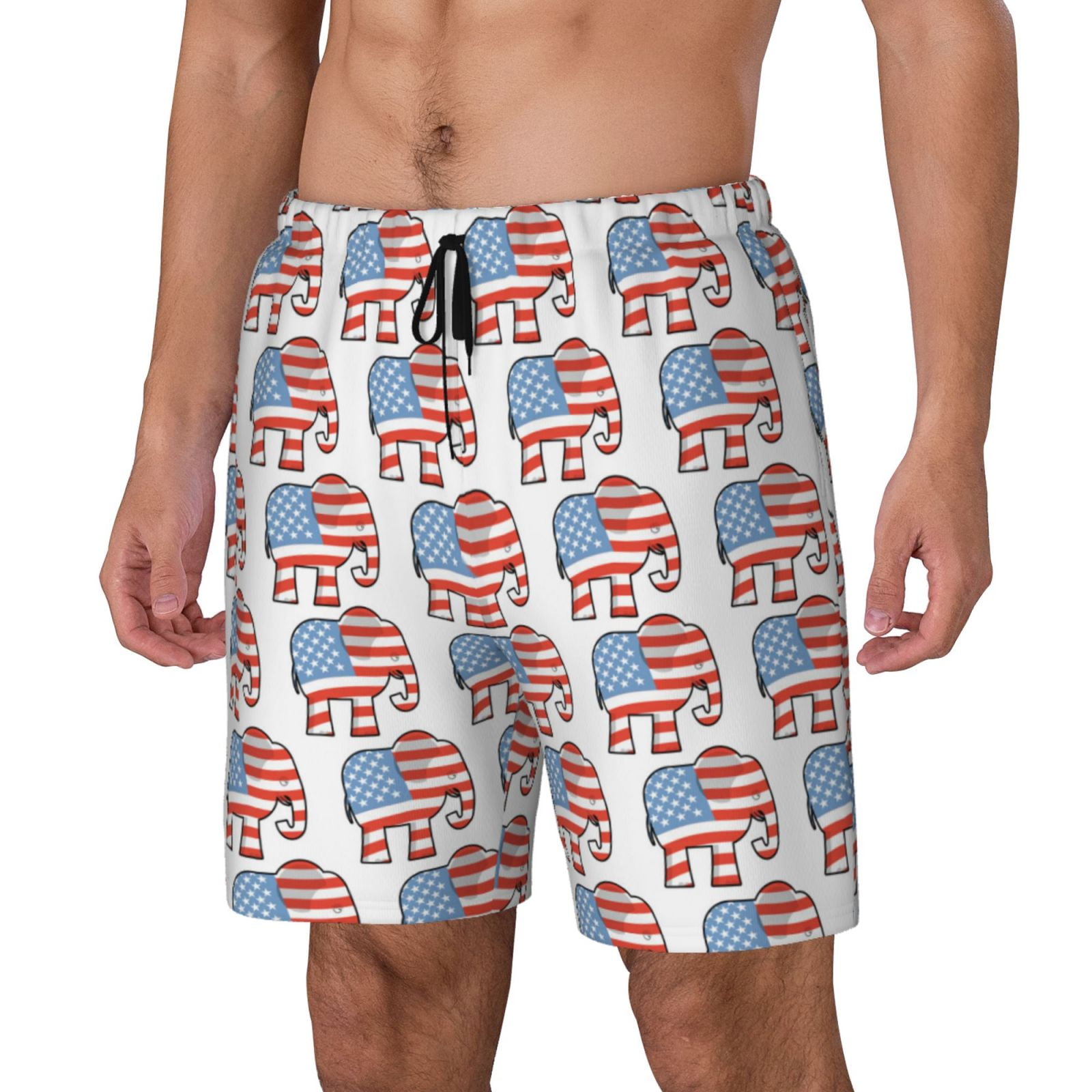 Cauagu Elephant Print Mens Swim Trunks Quick Dry Board Shorts Swim ...